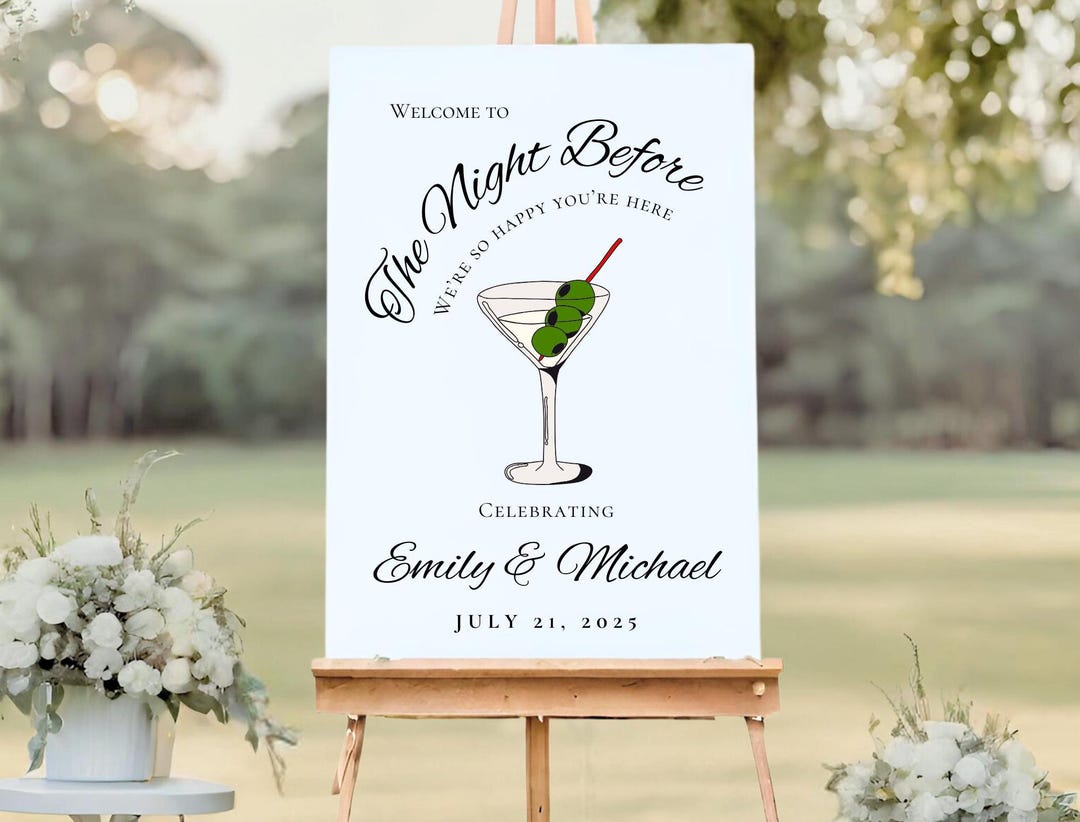 REHEARSAL DINNER SIGN | Martini the Night Before Sign, Rehearsal Dinner ...