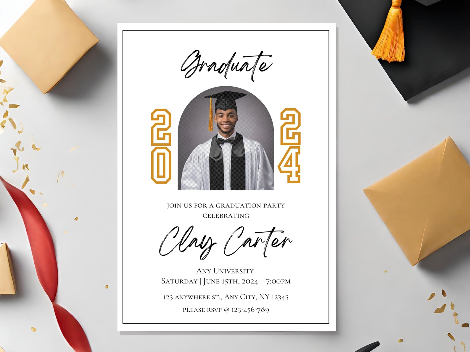 GRADUATION INVITATION TEMPLATE | Congrats Grad, Graduation Invites ...