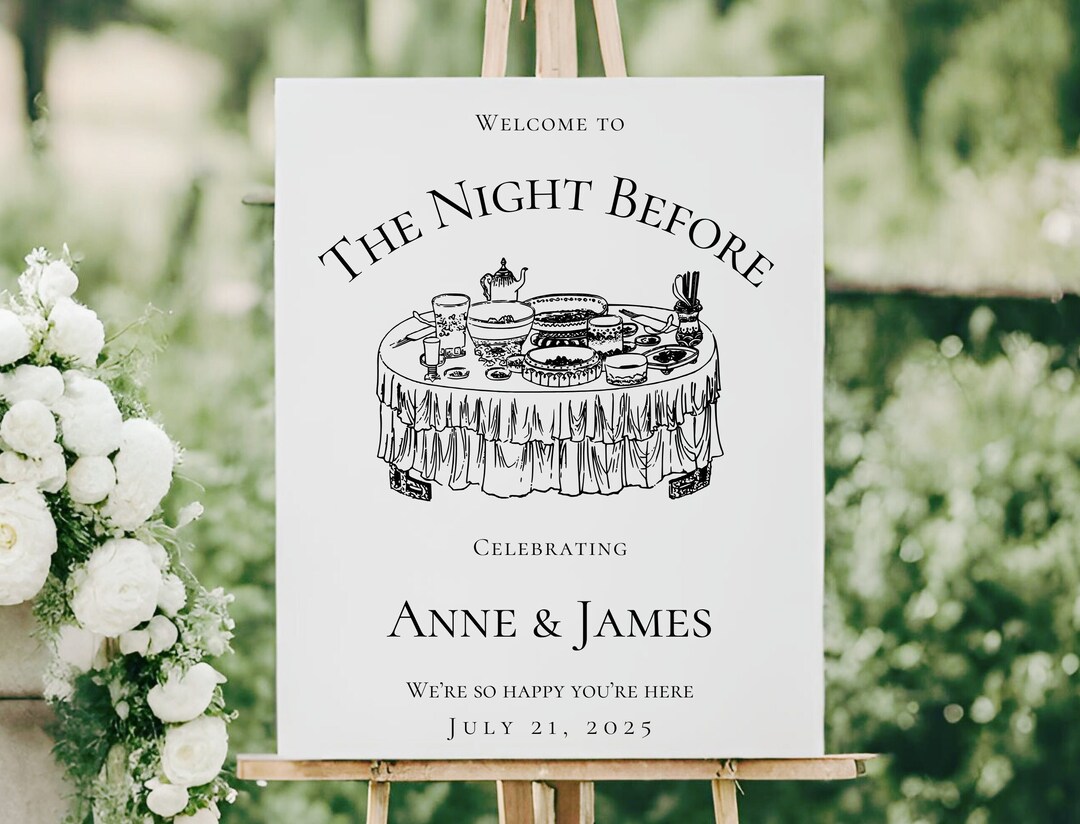REHEARSAL DINNER SIGN | the Night Before Welcome Sign, Rehearsal Dinner ...