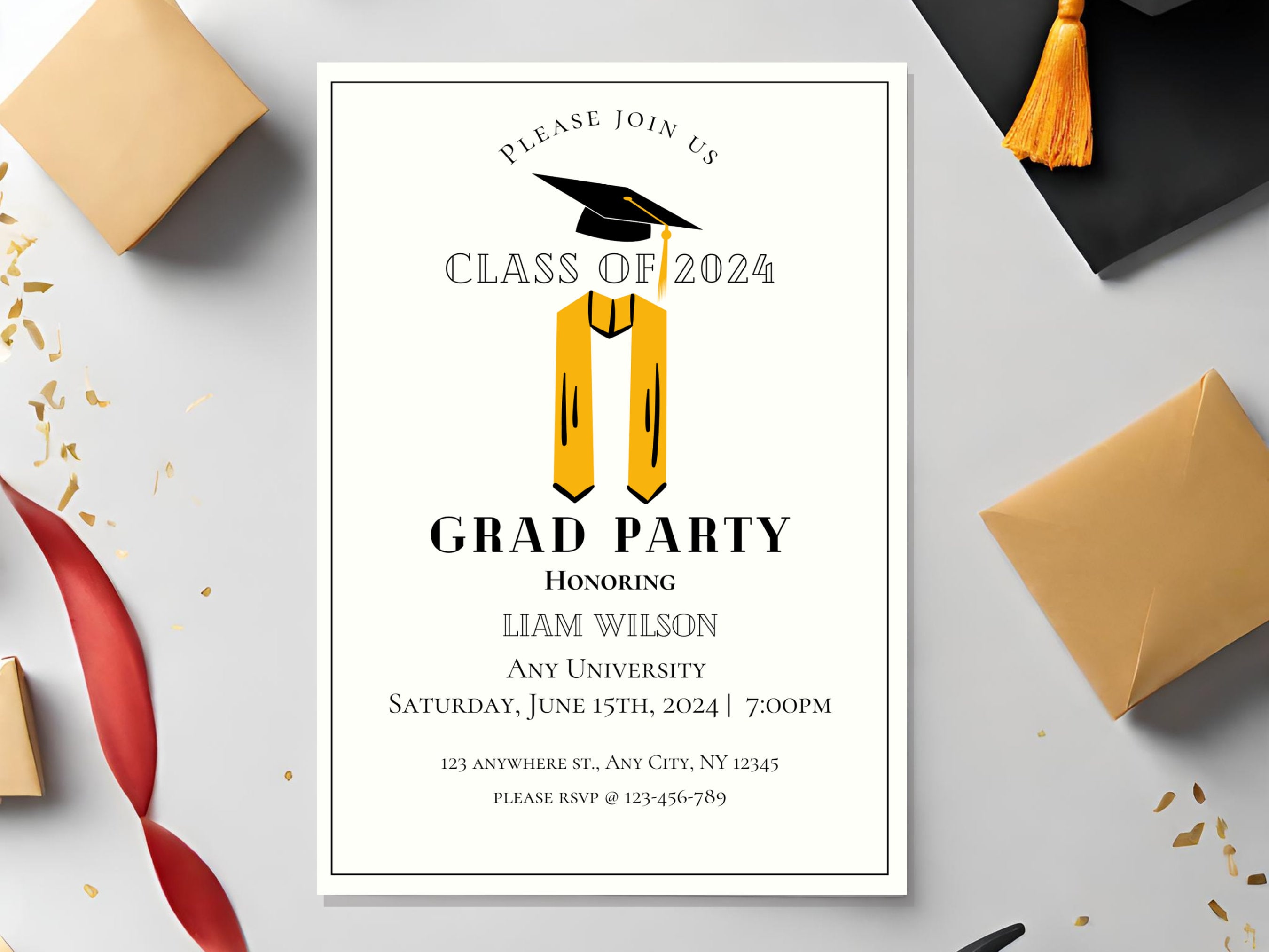GRADUATION INVITATION TEMPLATE | Congrats Grad, Graduation Invites ...