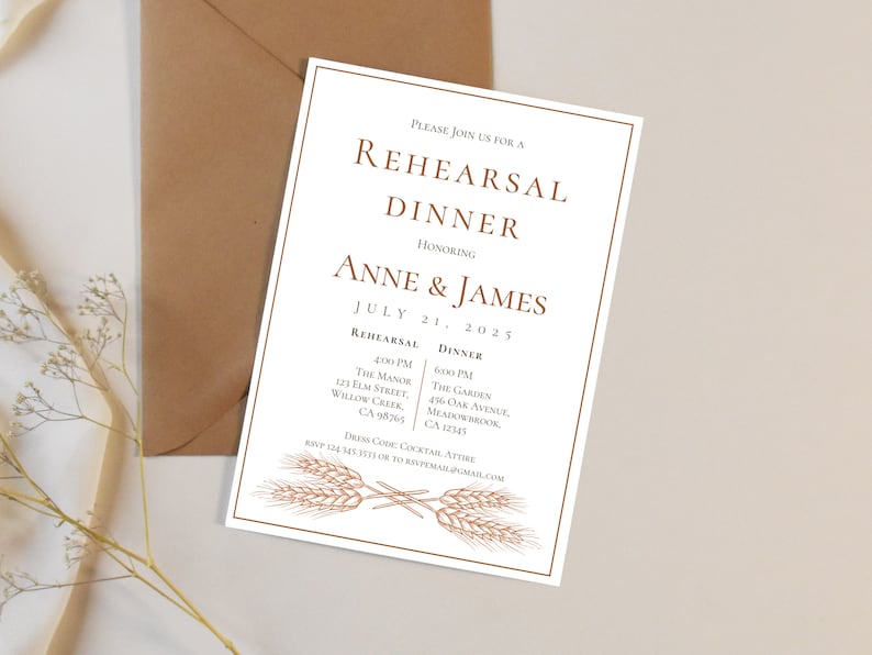 RUSTIC REHEARSAL DINNER Invitation Rustic Wedding Invitation Template ...