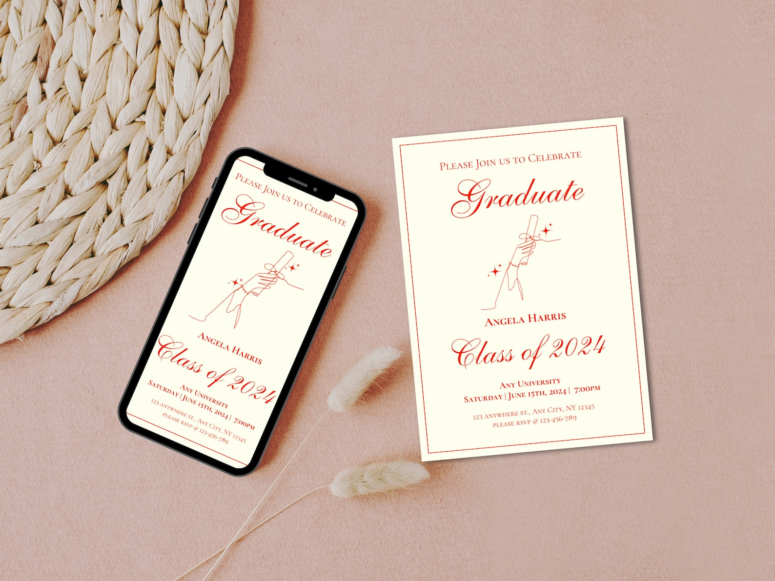 Graduation Invitation TEMPLATE CONGRATS GRAD Graduation Invites ...