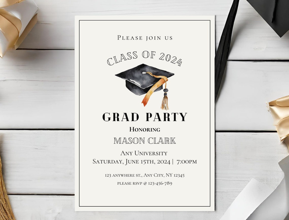 GRADUATION INVITATION TEMPLATE | Congrats Grad, Graduation Invites ...
