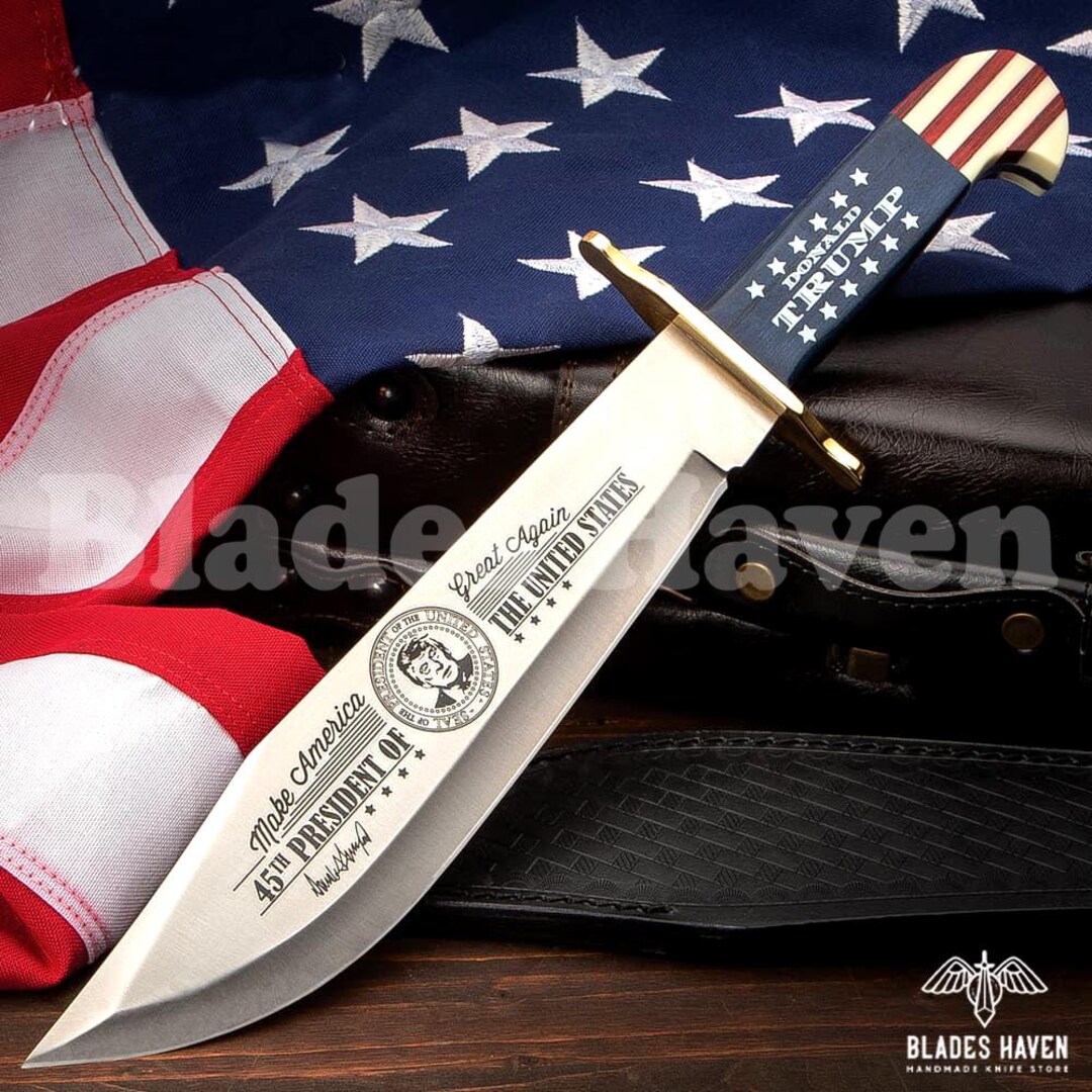 Trump Hunting Bowie Knife American Flag Handle American President Trump ...