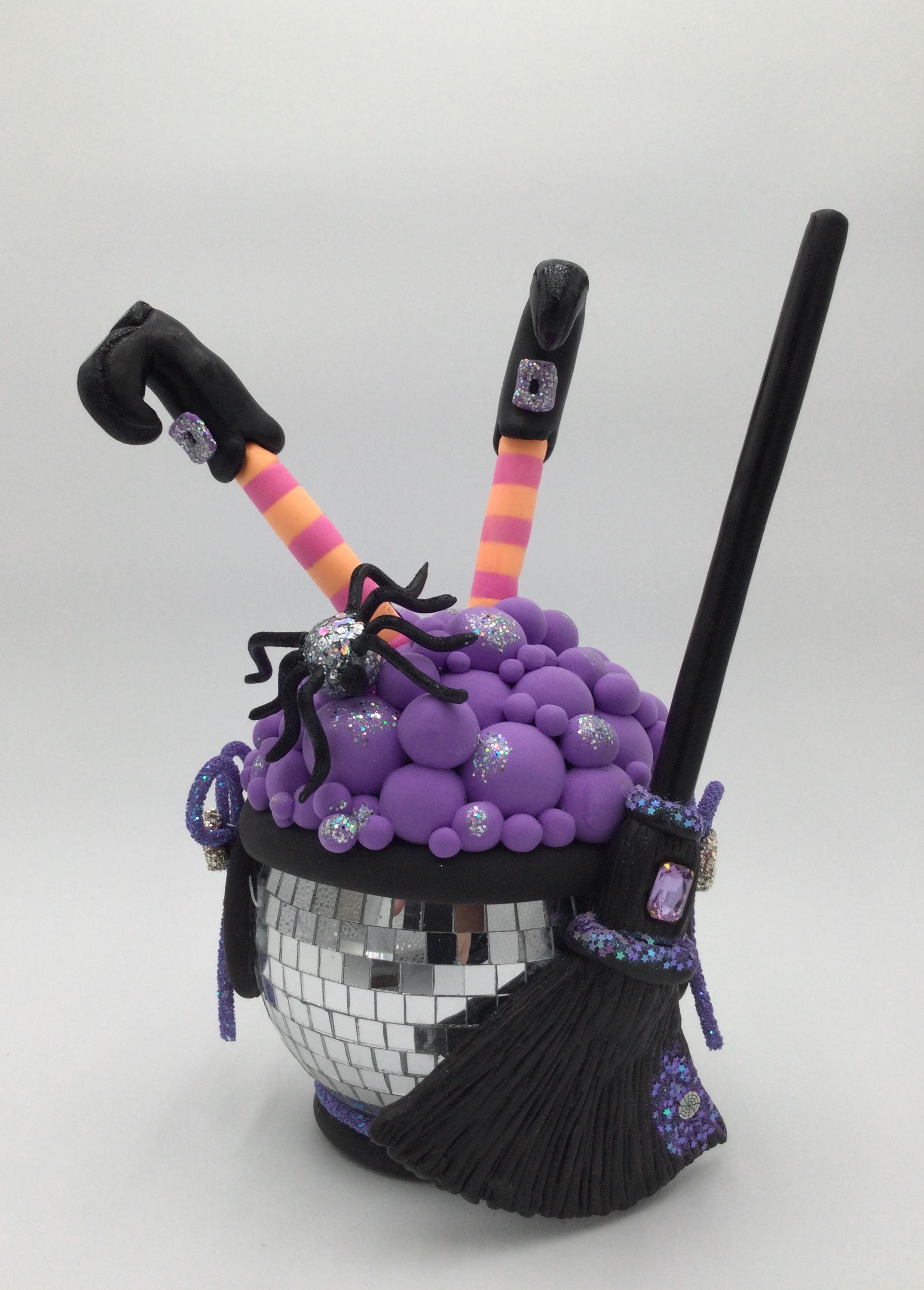 Disco Ball Halloween Cauldron: Witch Legs Tabletop Decor - Etsy