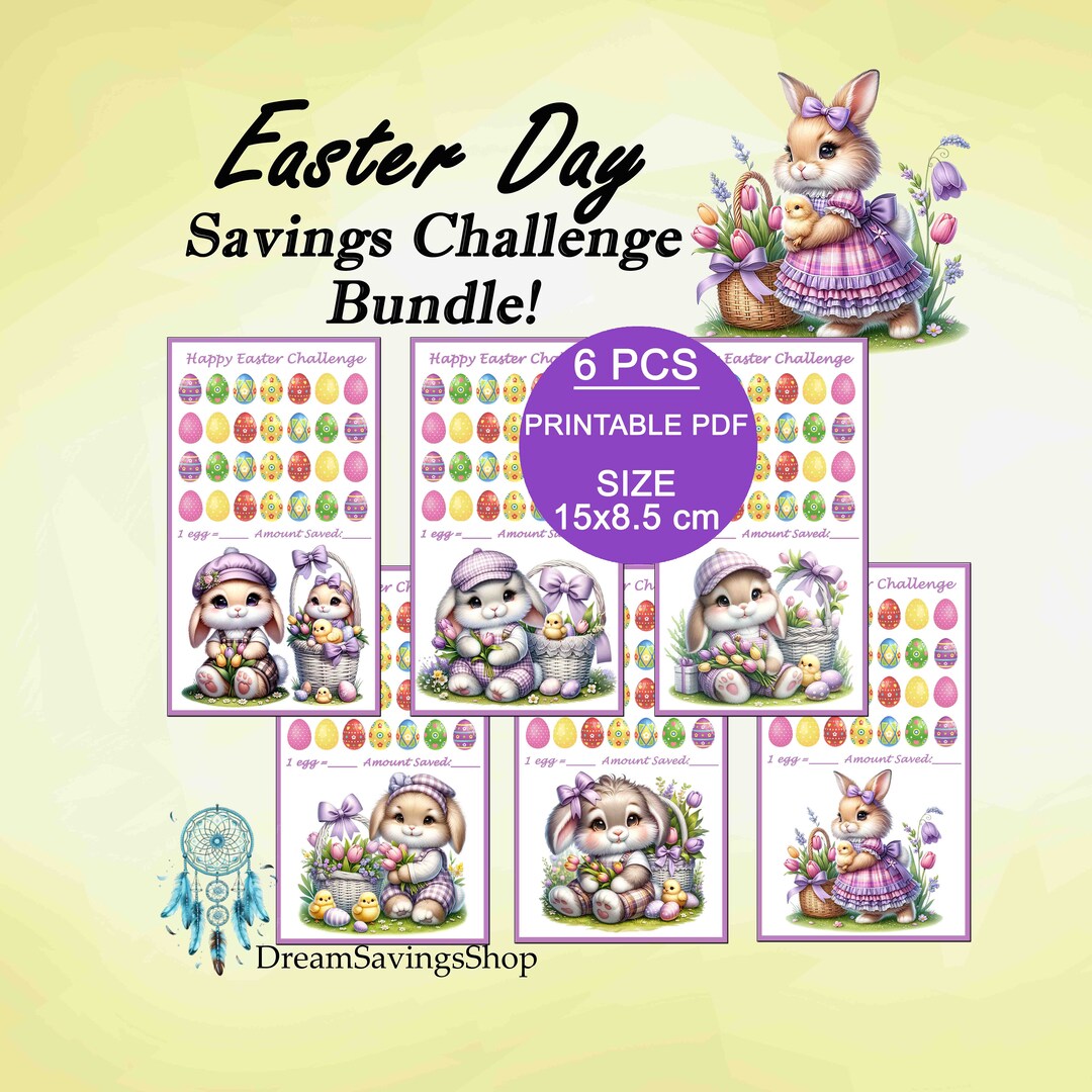 Easter Bunnies Savings Challenge Bundle, Savings Challenge, Printable ...
