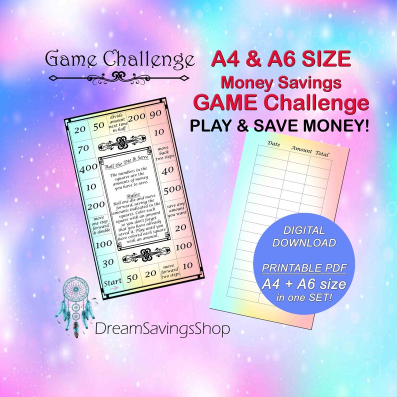 A4 Board Game Money Saving, Digital Money Challenge, Money Saving ...