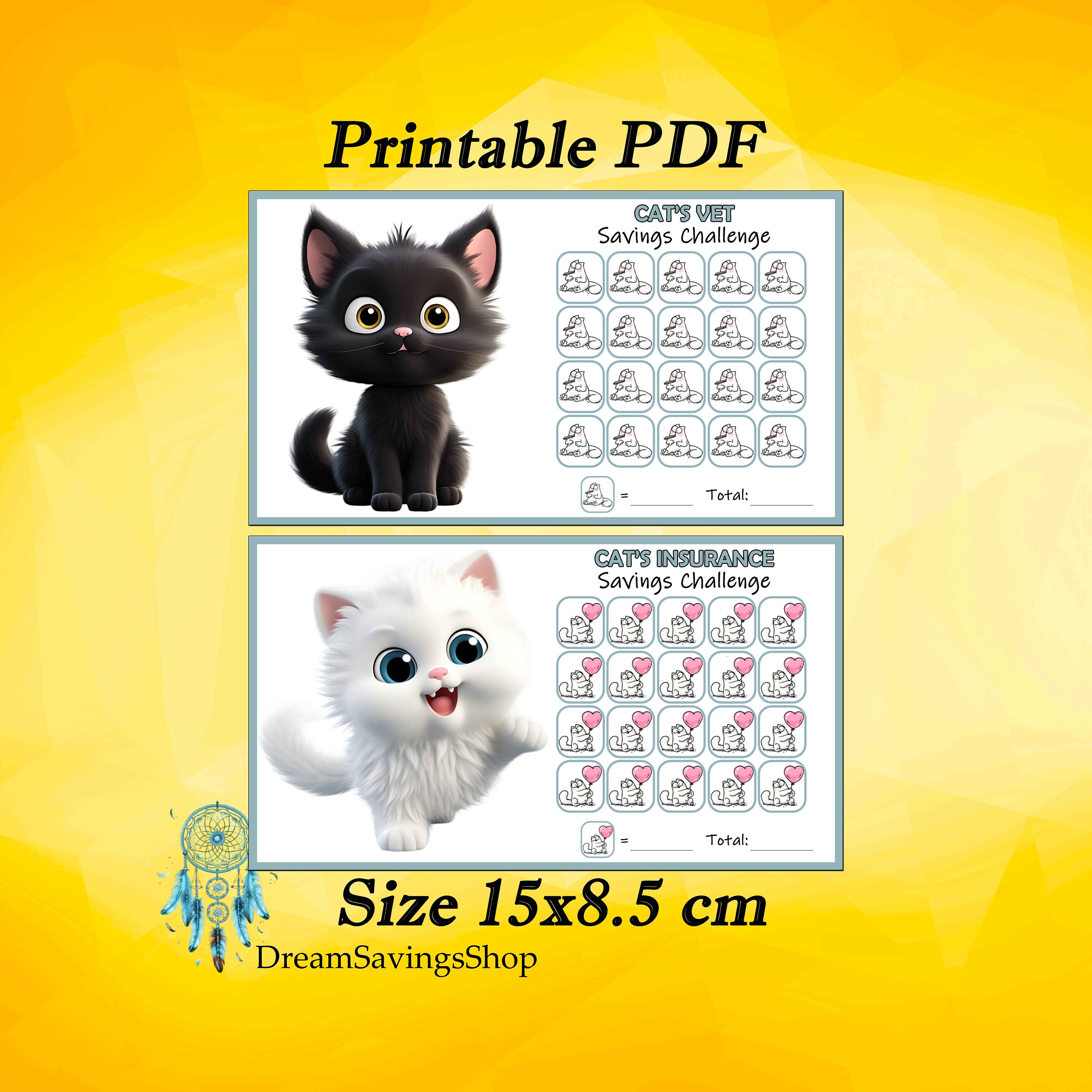 Cat Savings Challenge Bundle, Cat Fund Tracker, Cats Pack, A6 Cat ...