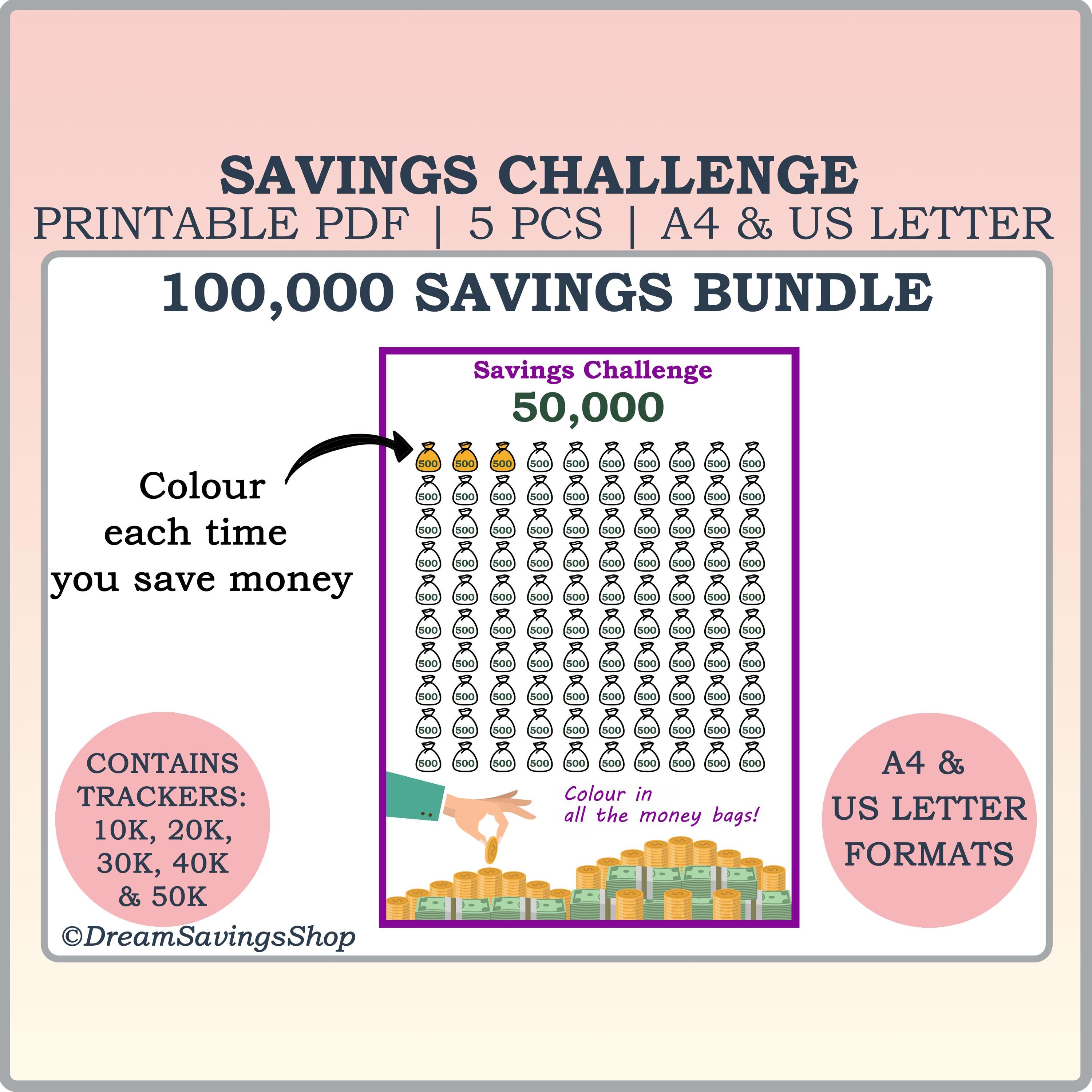 100K Savings Challenge, 100K Bundle, Saving, Money Saving Challenge ...