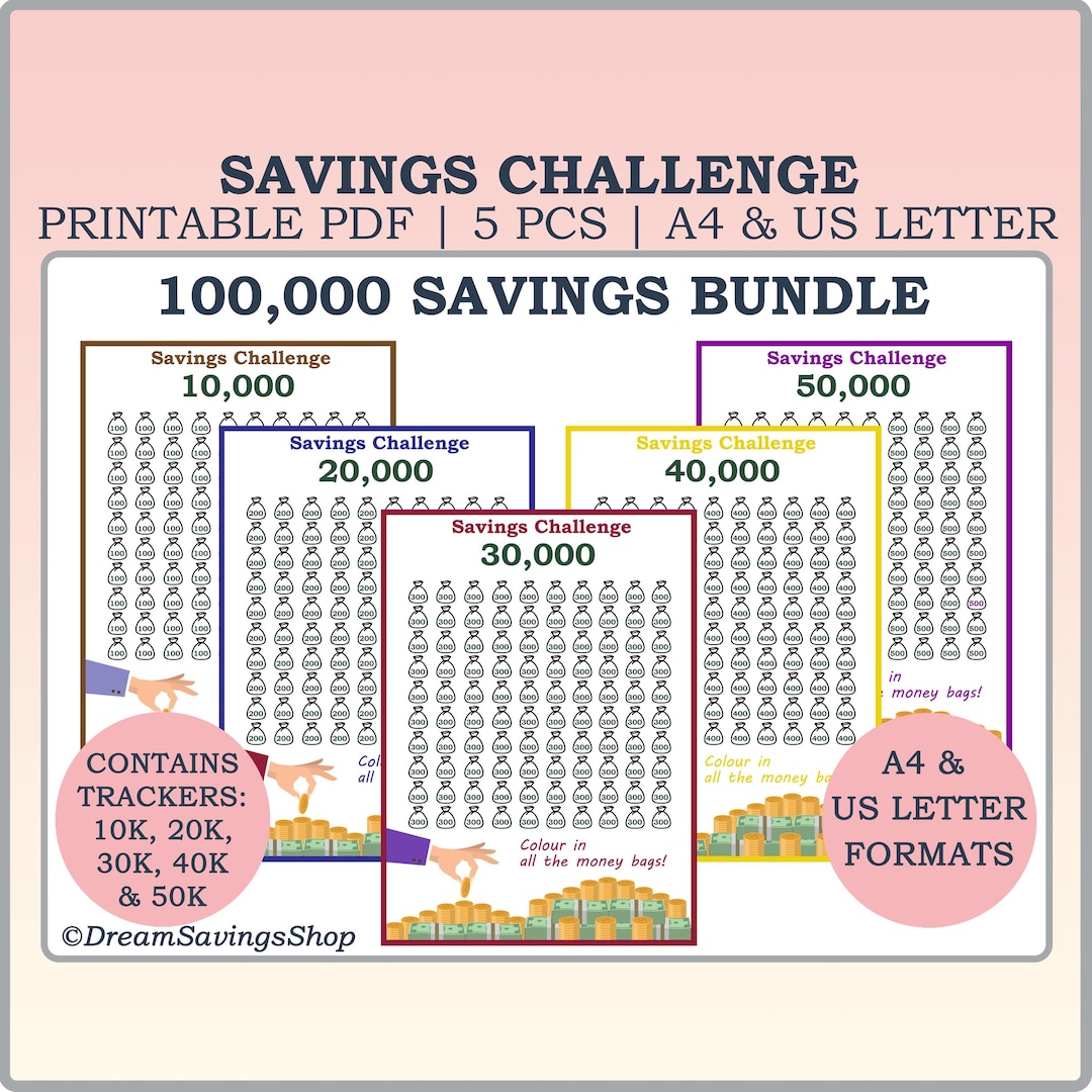 100K Savings Challenge, 100K Bundle, Saving, Money Saving Challenge ...