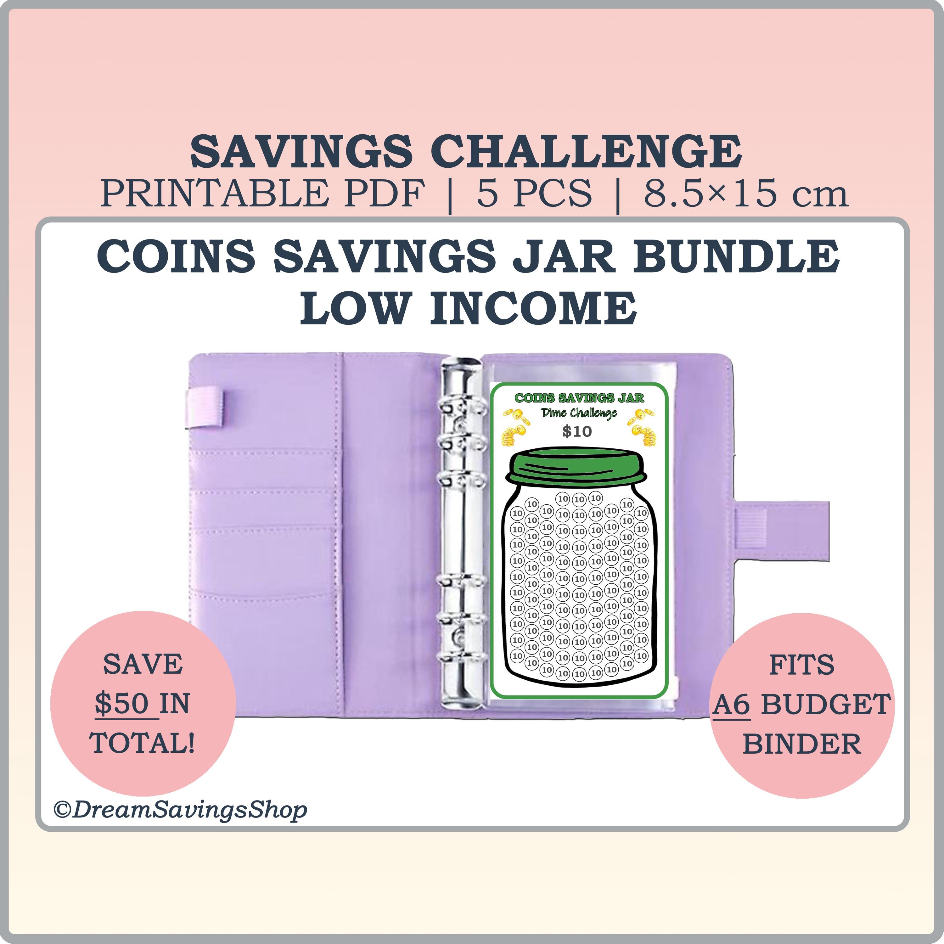 Coin Jars Money Savings Challenge Bundle, A6 Printable Coin Saving ...