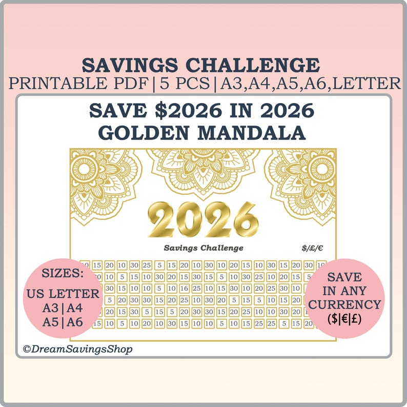 Save 2026 in 2026 Saving Challenge, Printable Money Saving Challenge ...