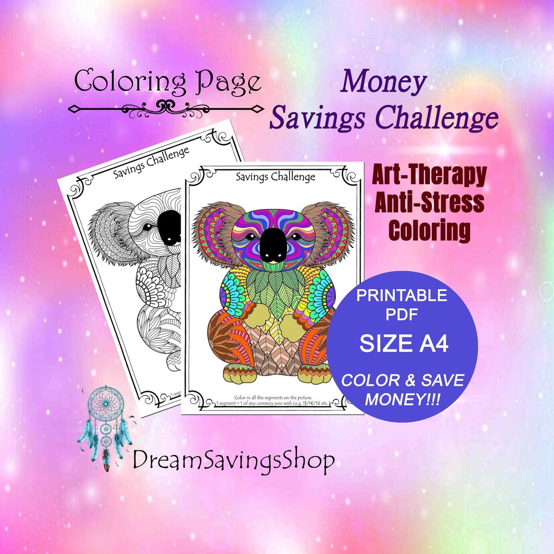 Money Saving Printable Coloring Pages, Money Saving Challenge, Savings ...