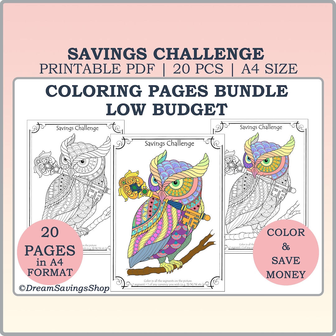 Coloring Book Money Savings Challenge Bundle, A4 Coloring Pages Animals ...