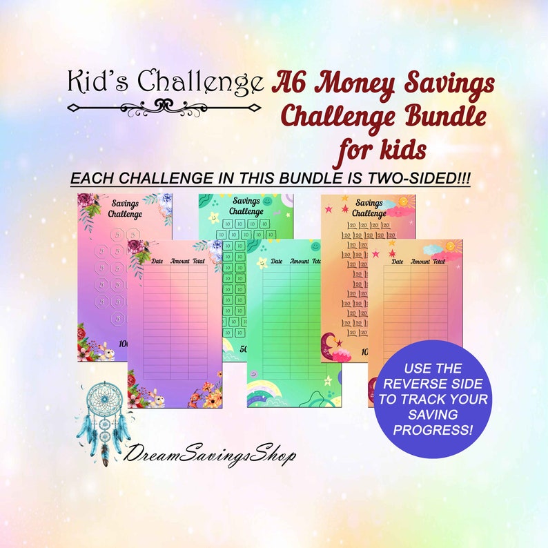 Kids Money Challenge Bundle, Kids Saving, Money Saving Challenge ...