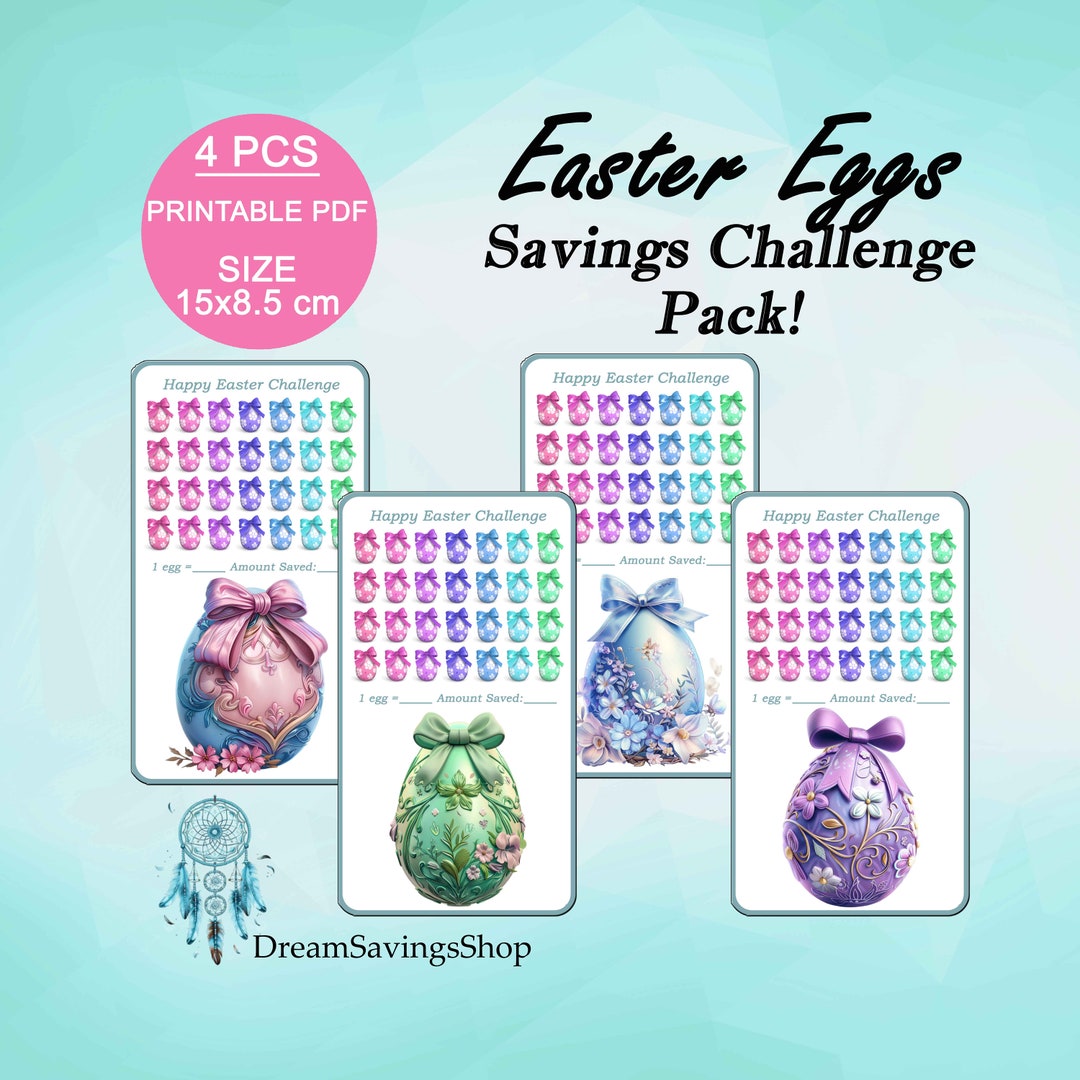 Easter Egg Saving Challenge Bundle, Saving Challenge, Printable Easter ...