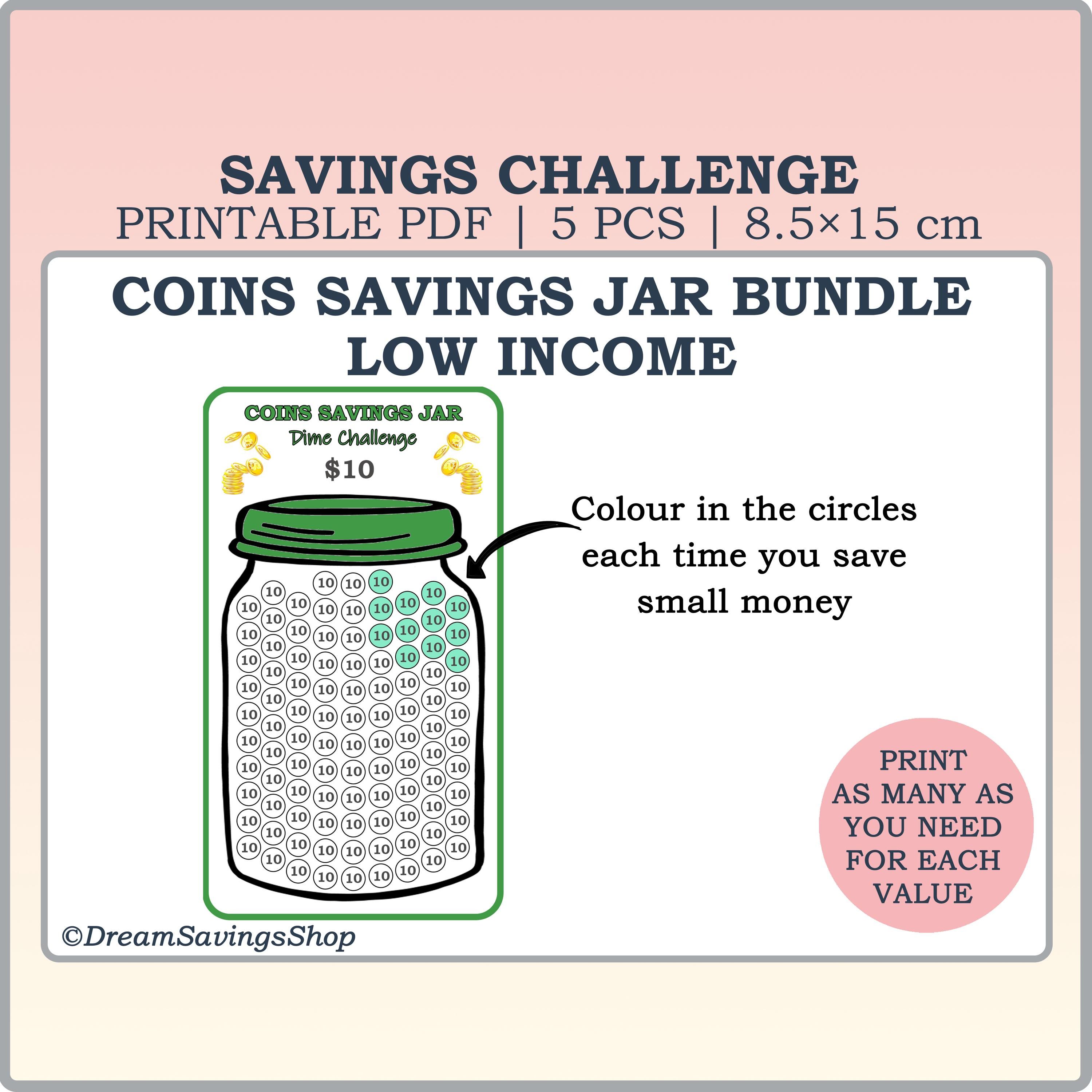 Coin Jars Money Savings Challenge Bundle, A6 Printable Coin Saving ...
