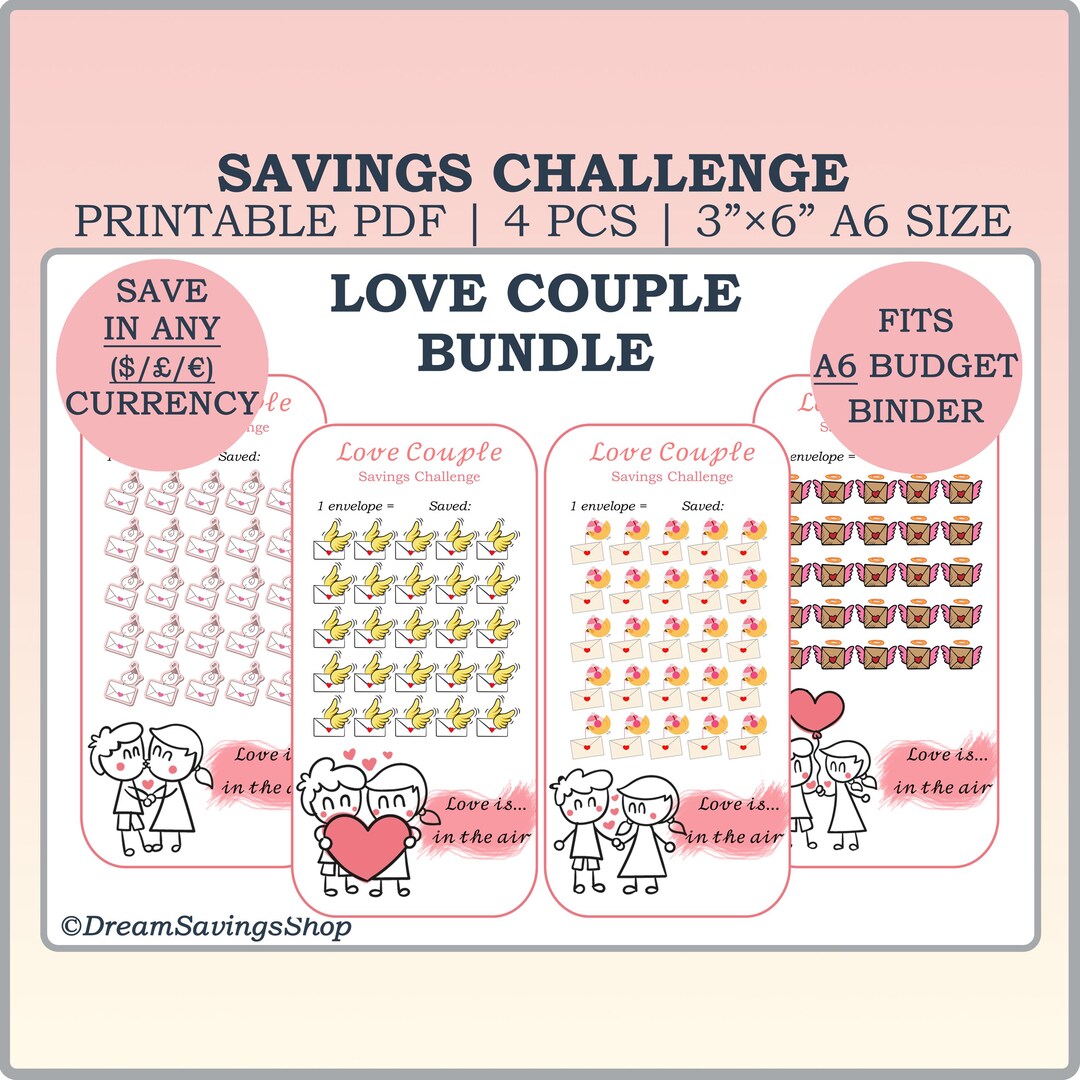 Love Couple Bundle, Money Savings Challenge, Valentines Day Saving ...