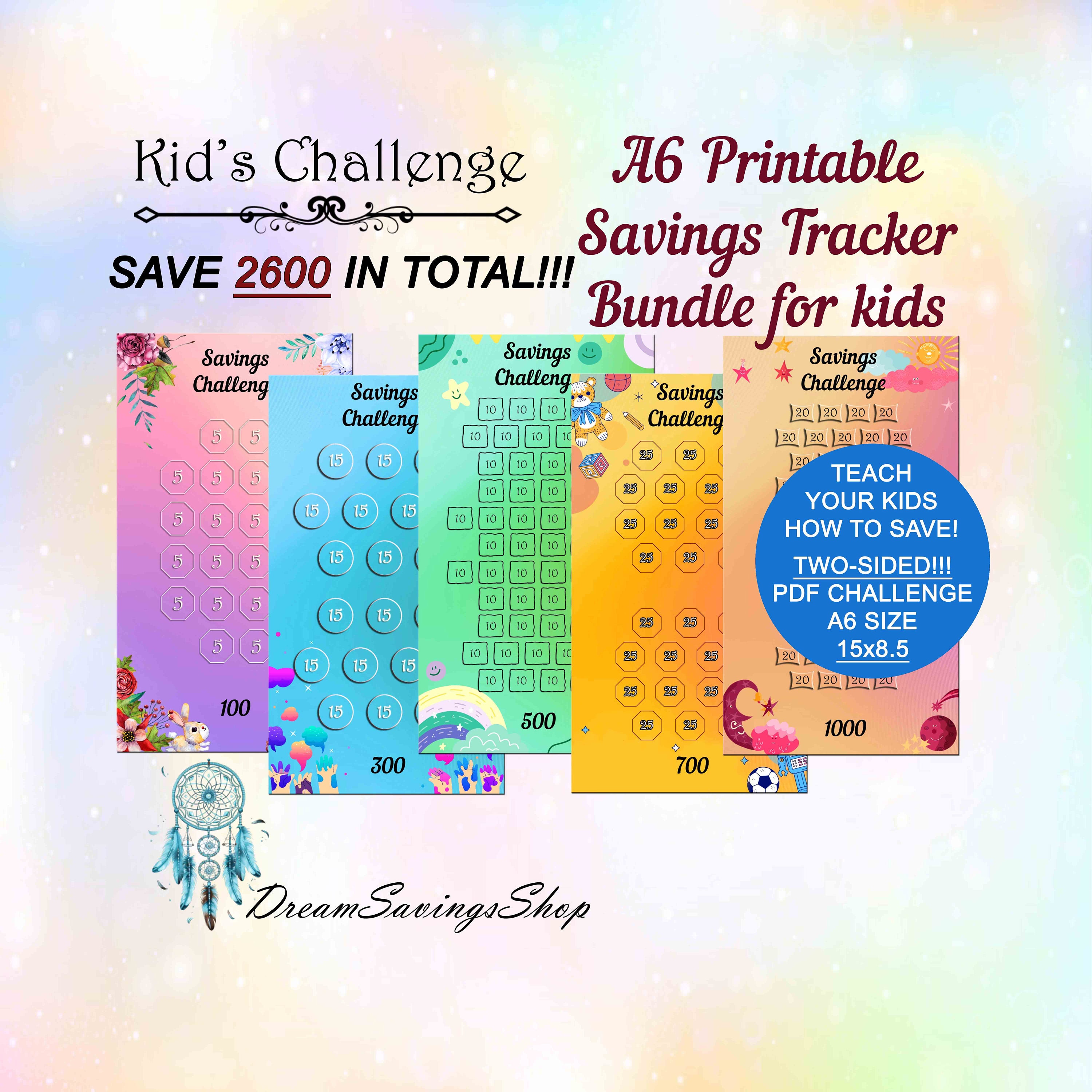 Kids Money Challenge Bundle, Kids Saving, Money Saving Challenge ...