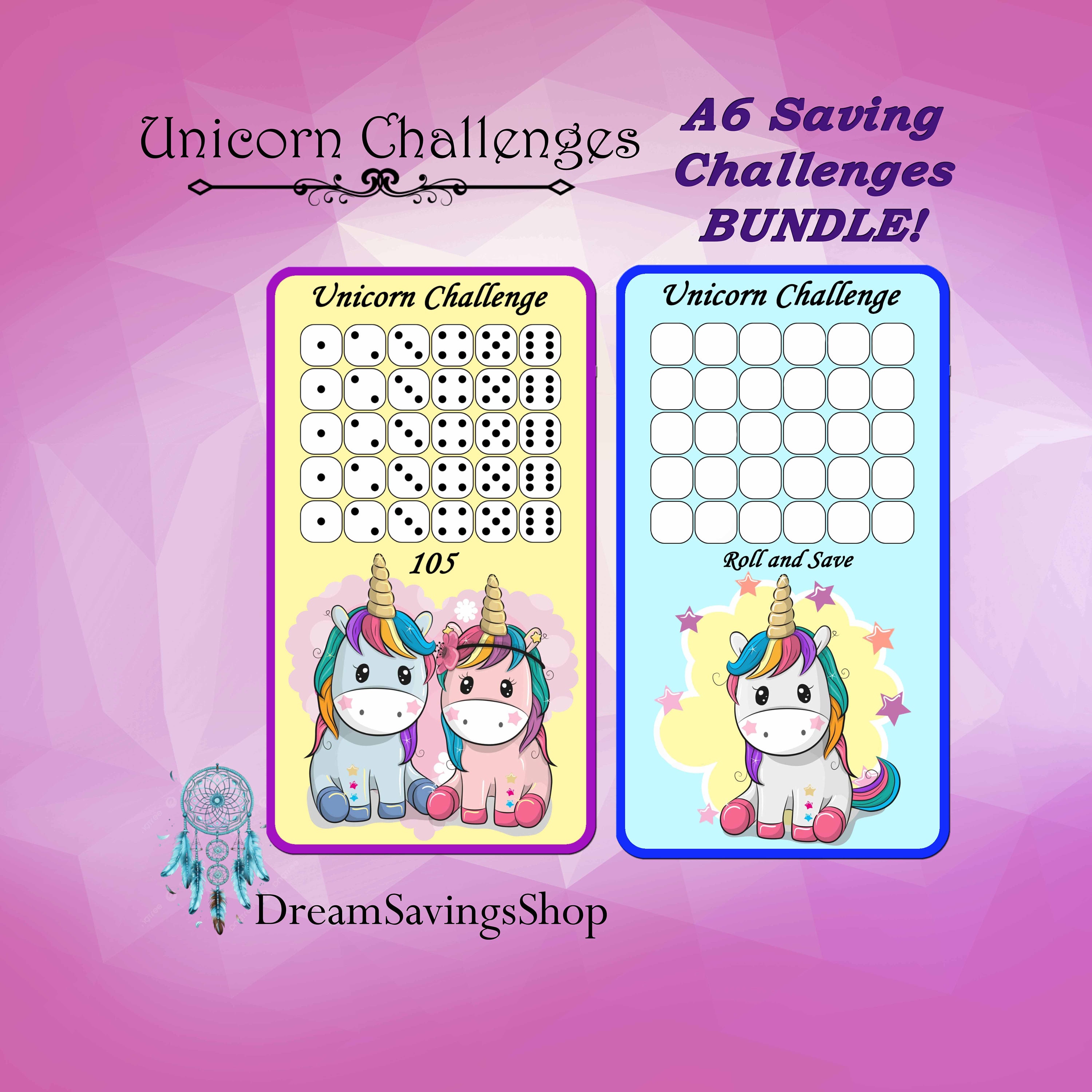 Unicorn Saving Challenge Bundle, Unicorn Savings Pack, Money Saving ...