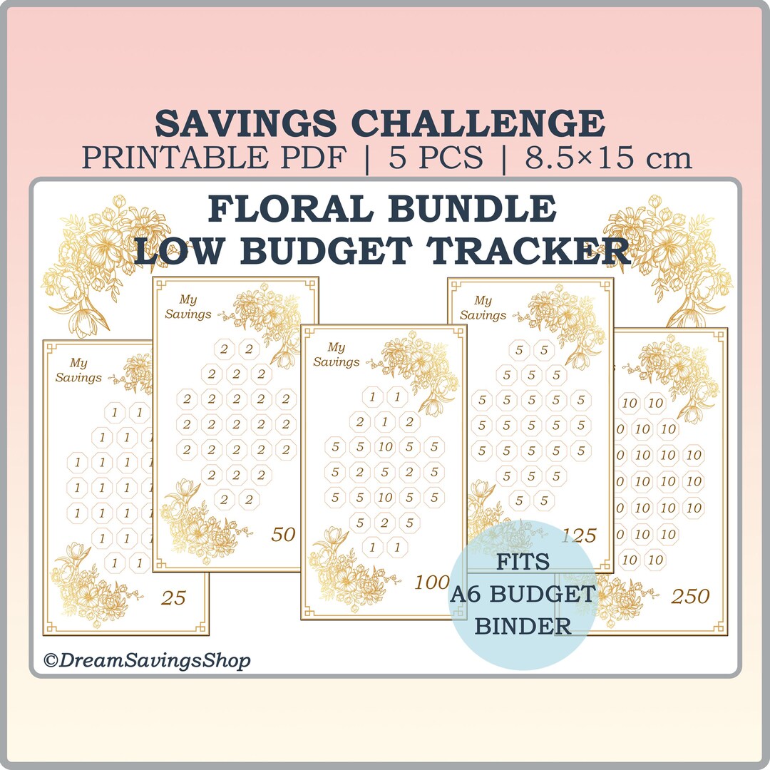 Floral Savings Challenge Bundle, Money Saving Challenge, Digital Money ...