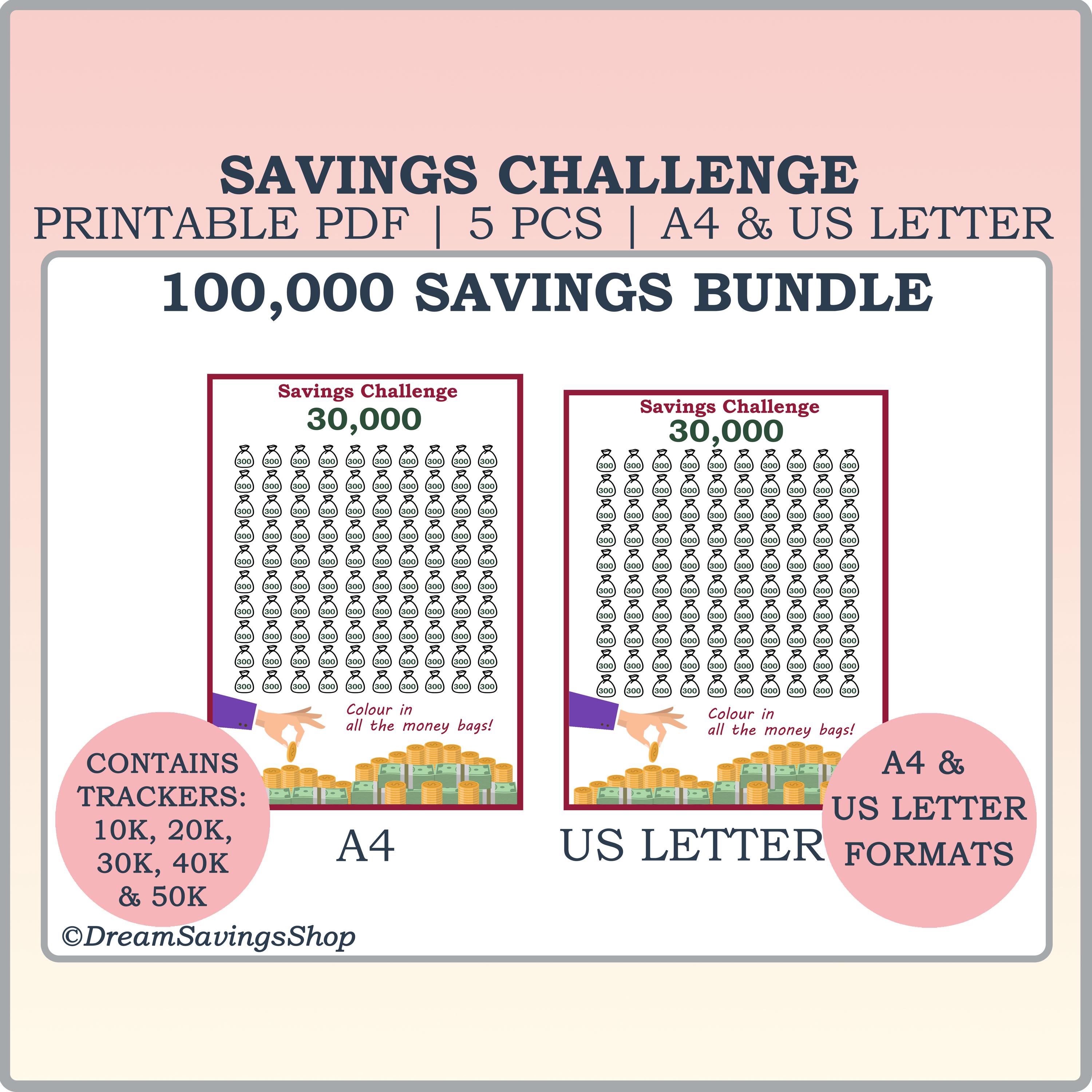 100K Savings Challenge, 100K Bundle, Saving, Money Saving Challenge ...