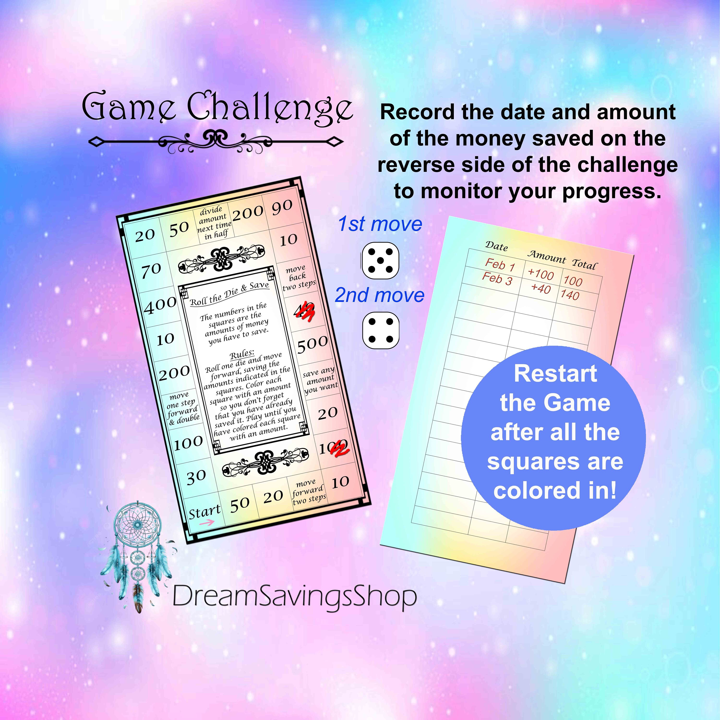 A4 Board Game Money Saving, Digital Money Challenge, Money Saving ...
