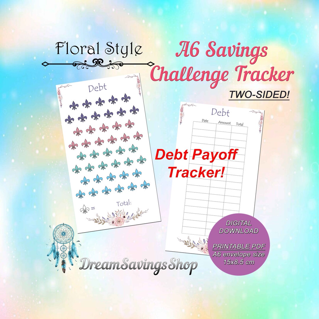 Floral Debt Payoff Money Challenge, Savings Trackers, Digital Money ...