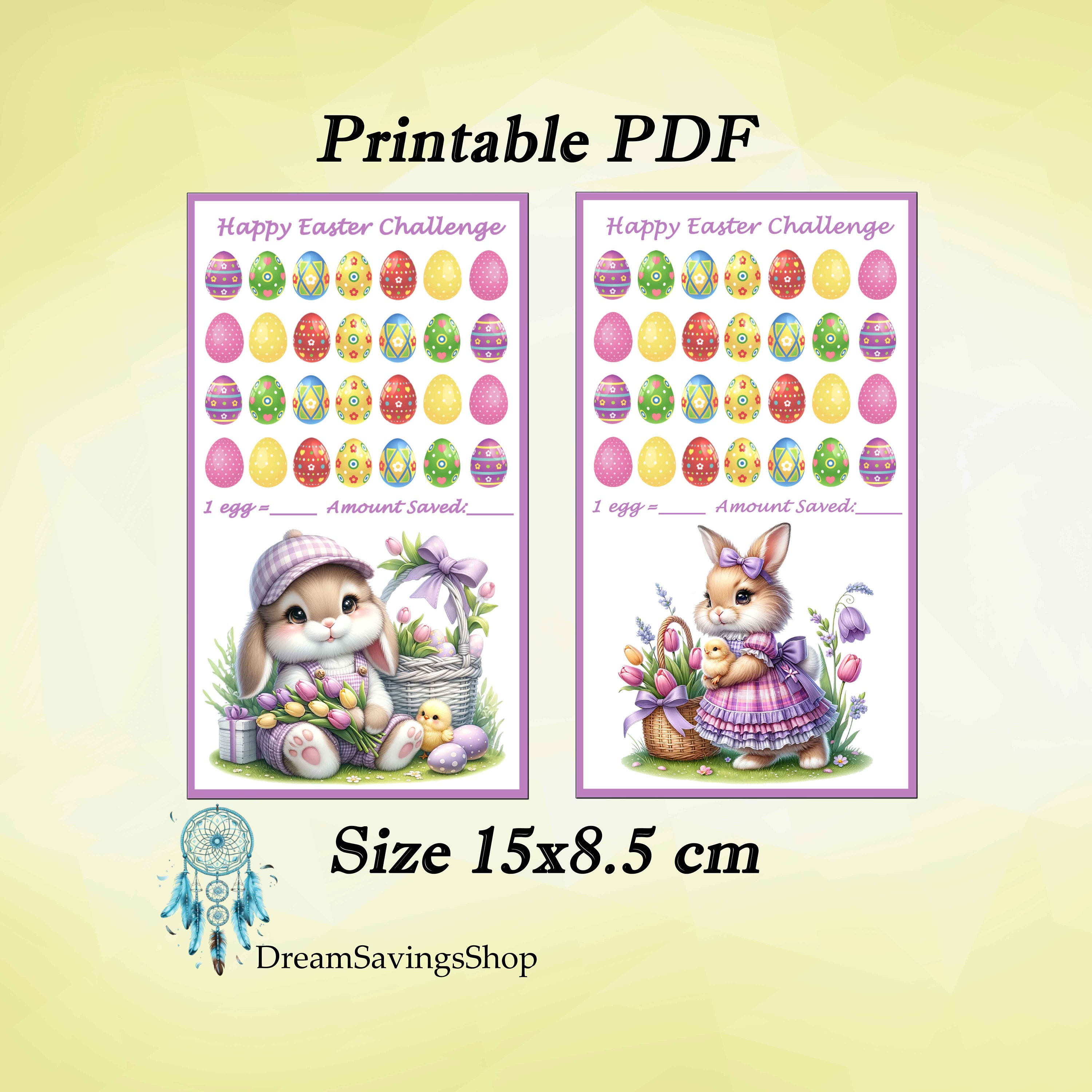 Easter Bunnies Savings Challenge Bundle, Savings Challenge, Printable ...