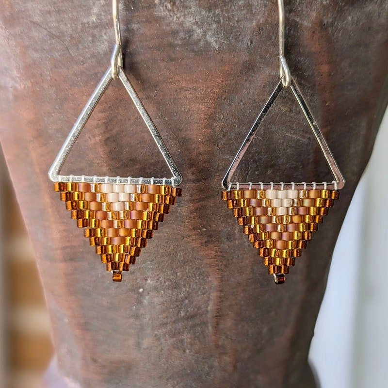 Beaded Triangle Earrings - Etsy