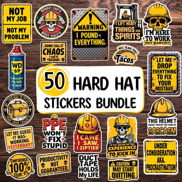 Funny Hard Hat Stickers - Etsy