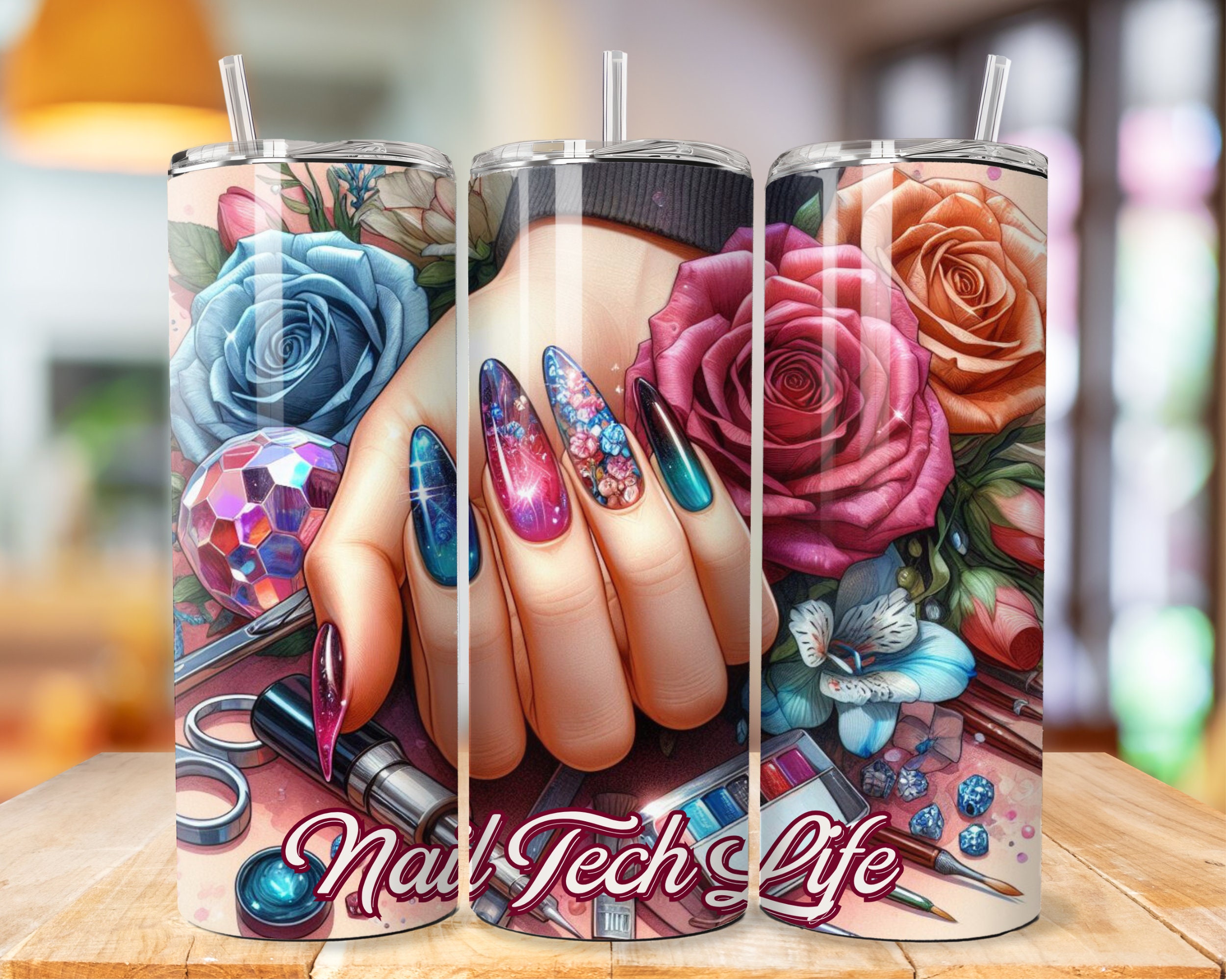 Nail Tech Tumbler Wrap, 20oz Skinny Sublimation Tumbler Design, Nail ...