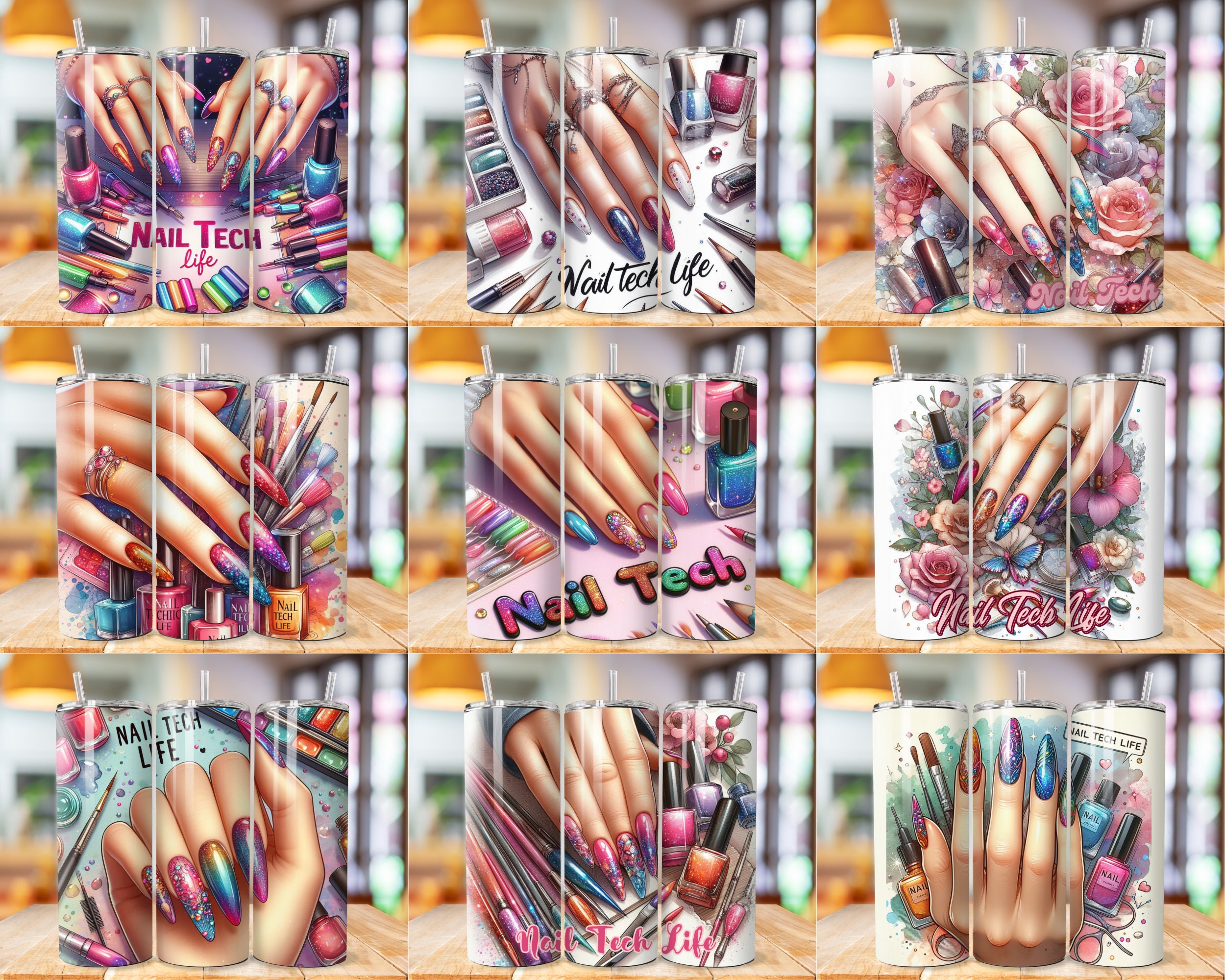 Nail Tech Tumbler Wrap, 20oz Skinny Sublimation Tumbler Design, Nail ...