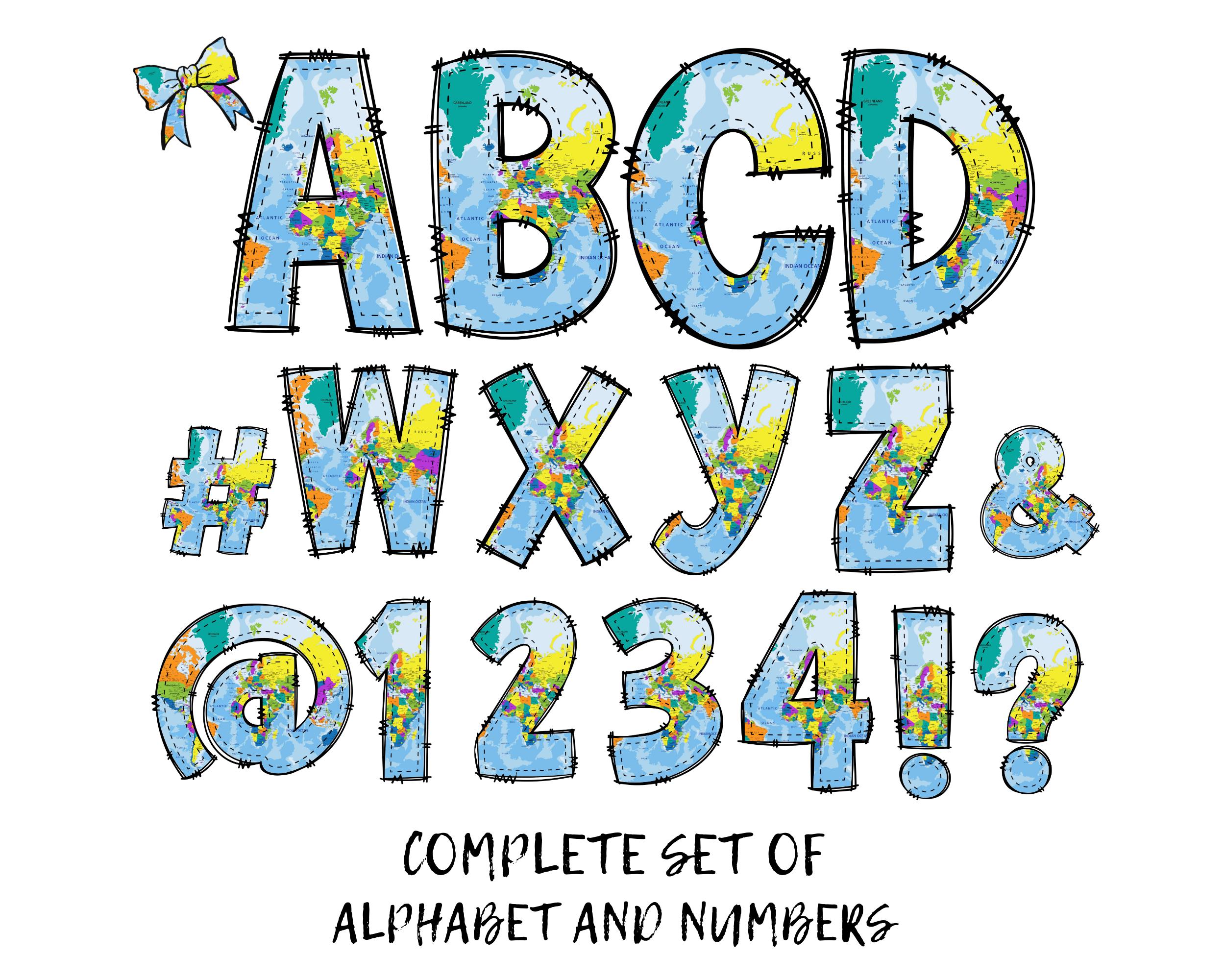 Preppy School Alphabet Png Bundle, Teacher Doodle Font, Pencil Coquette ...