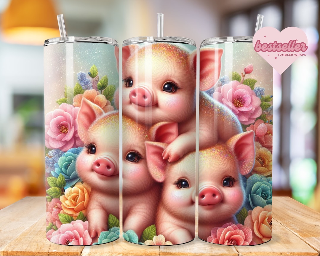 Cute Baby Pig Tumbler Wrap, 20oz Sublimation Tumbler Design, Pig ...