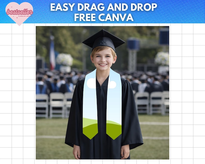 Graduation Stole Mockup Bundle – 4 Designs | Canva Drag & Drop Template ...