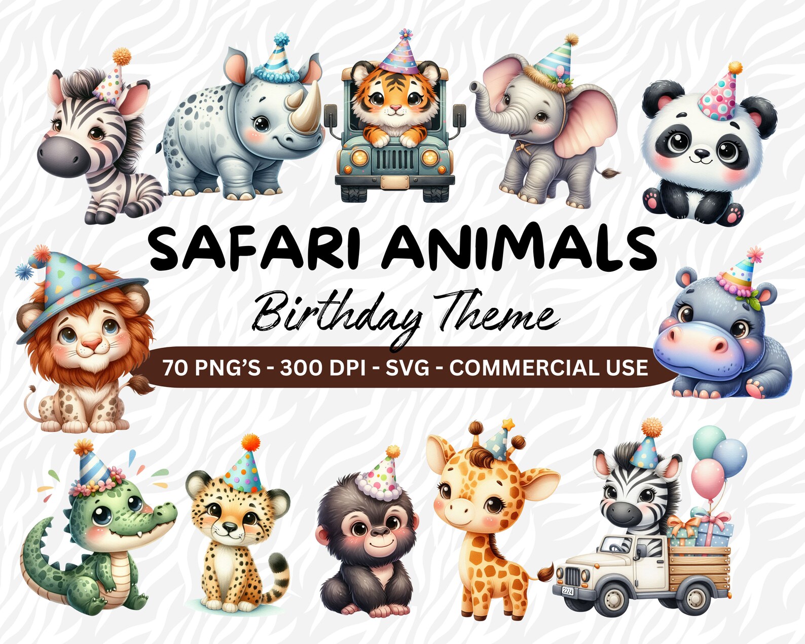 Safari Animals Clipart Watercolor, Jungle Safari Png, Baby Safari ...