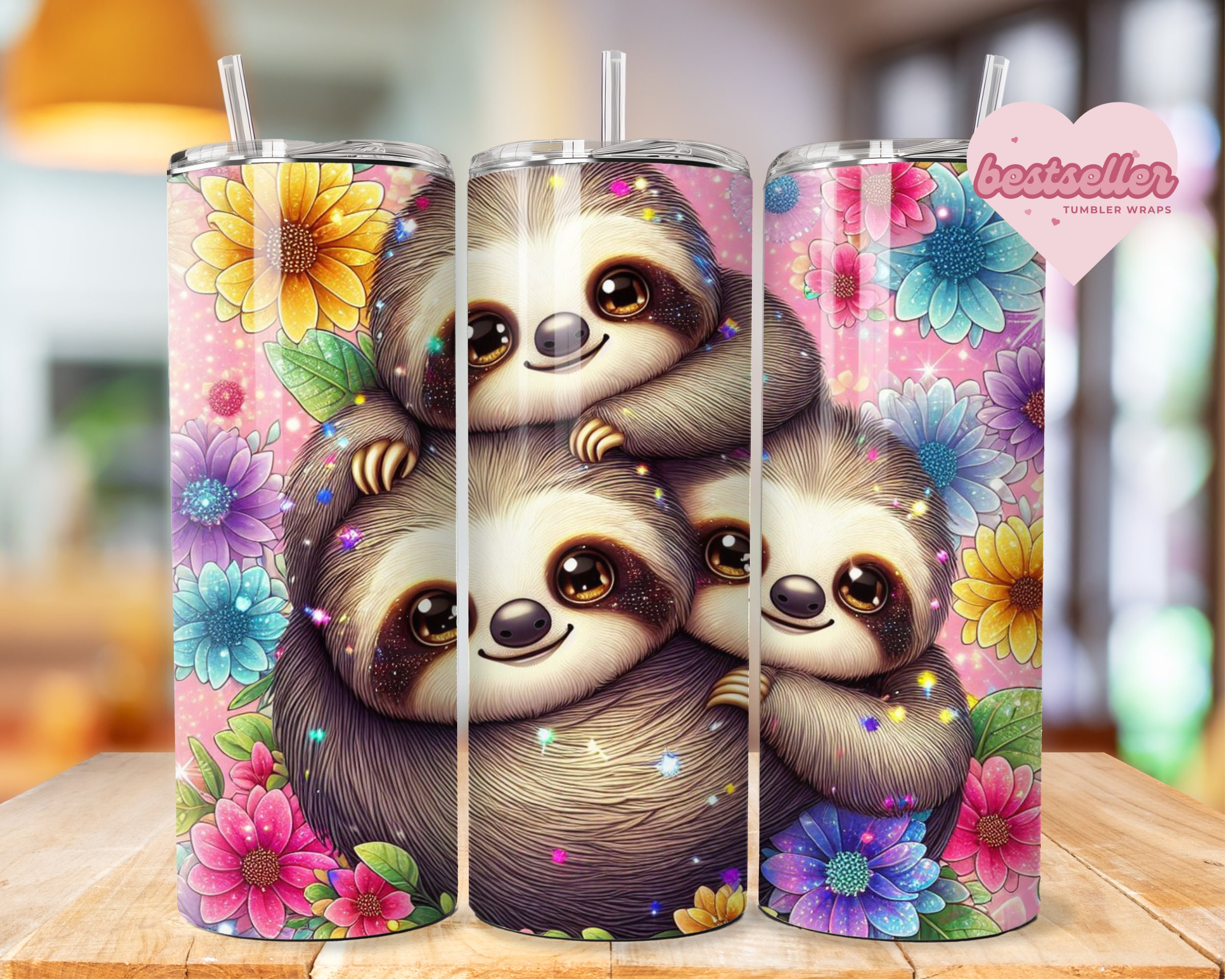 Cute Baby Sloth Tumbler Wrap, 20oz Sublimation Tumbler Design, Sloth ...