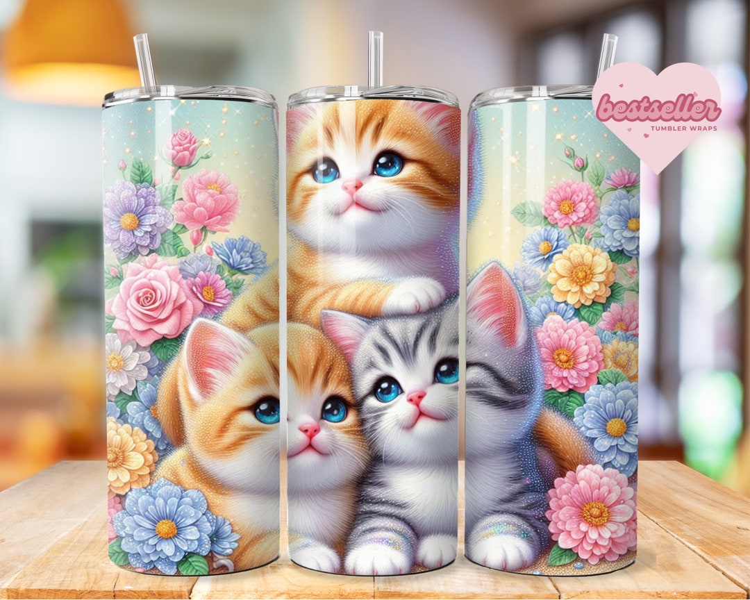 Cute Baby Cat Tumbler Wrap, 20oz Sublimation Tumbler Design, Cat ...