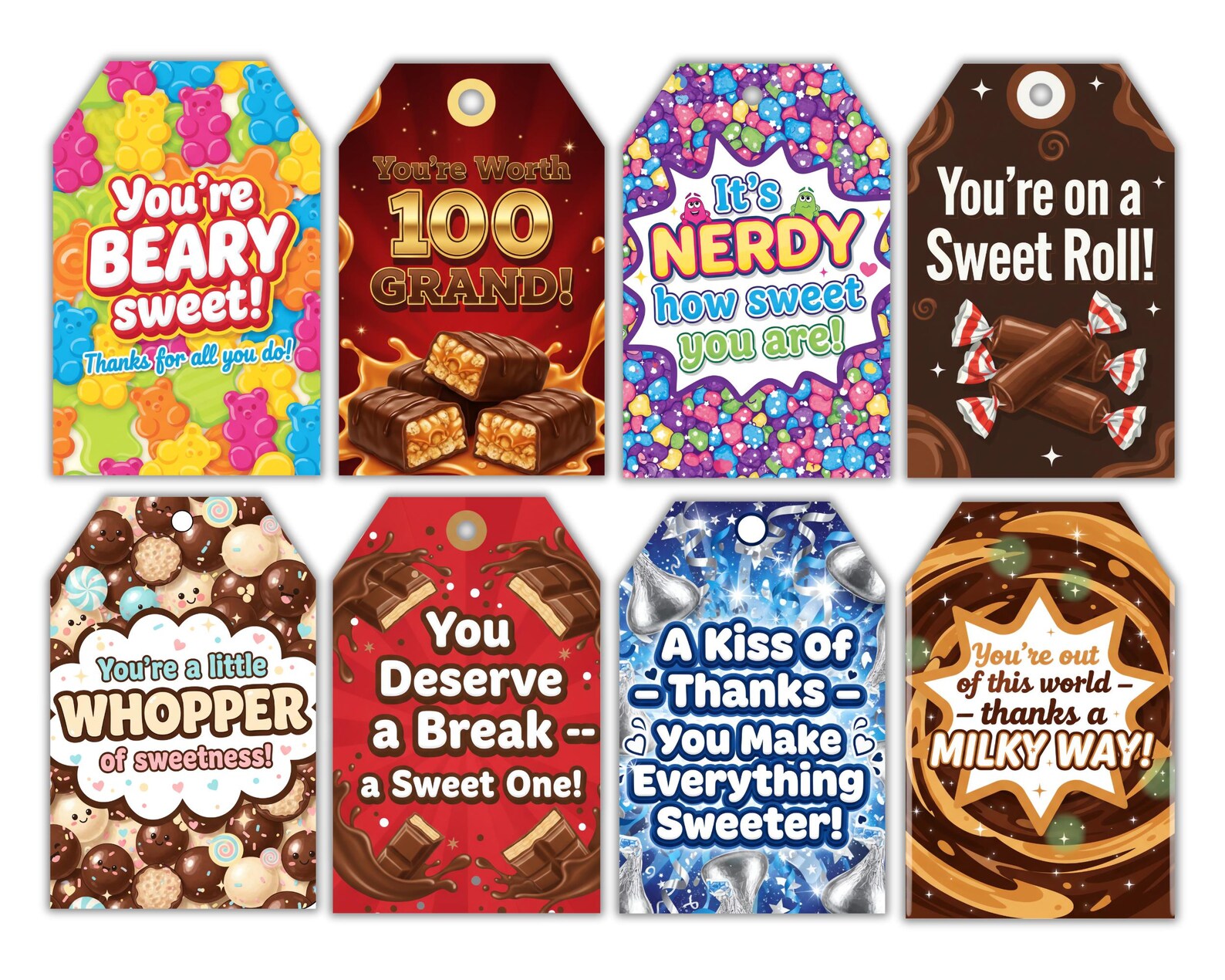 Appreciation Candy Bar Gift Tags, Thank You Gift Tag, Candy Gift Tag ...