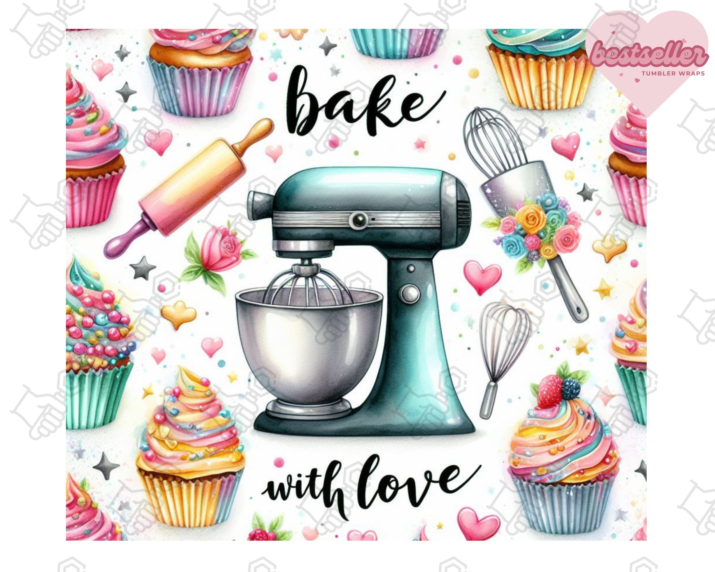 Baking Tumbler Wrap PNG, Sublimation Digital Download, 20 Oz Skinny ...