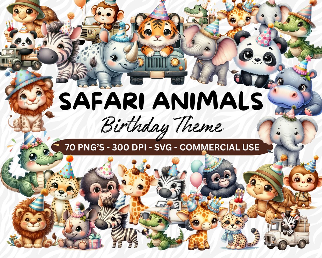 Safari Animals Clipart Watercolor, Jungle Safari Png, Baby Safari ...