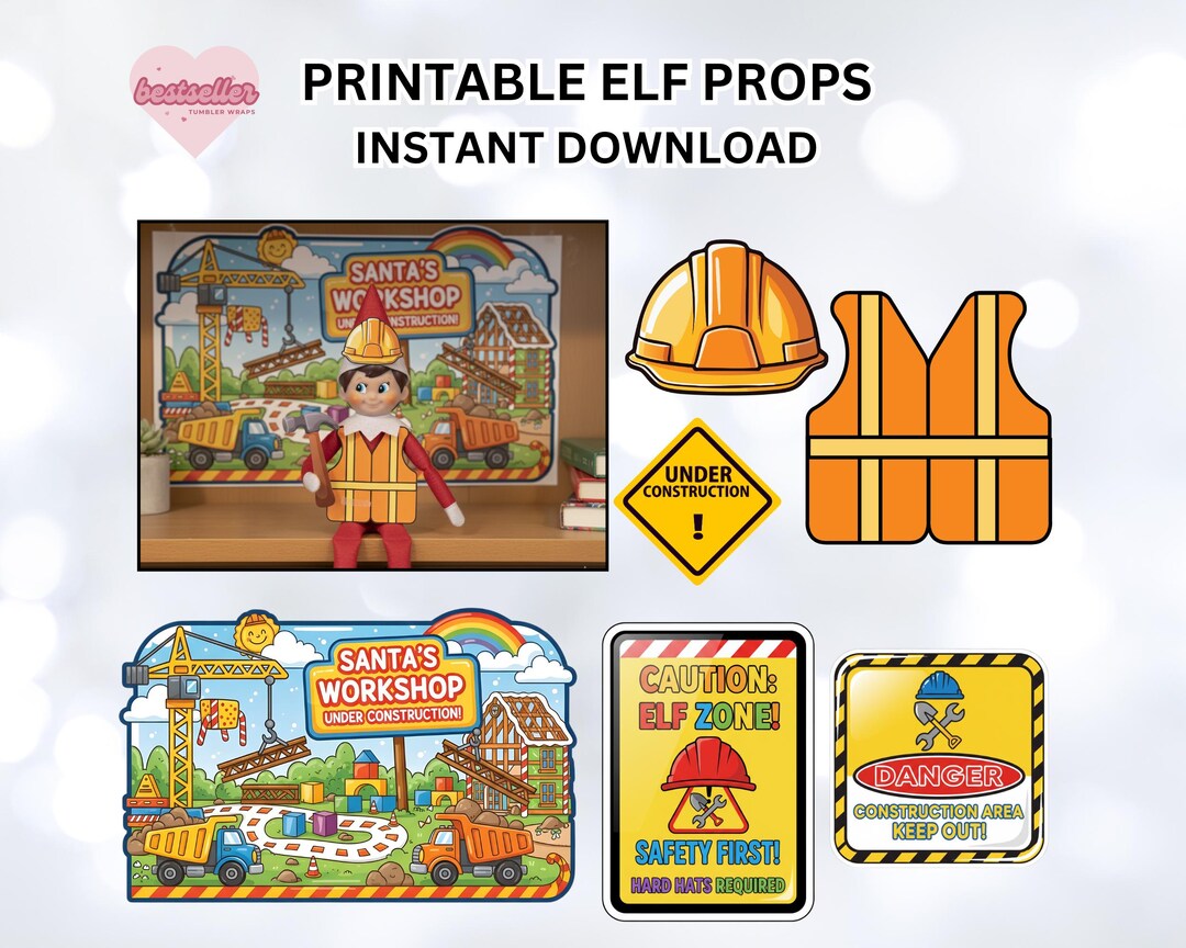 Construction Elf Props, Printable Elf Construction Site Props, Elf ...