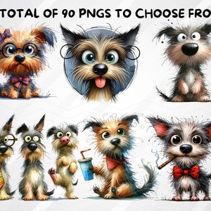 90 Dog Clipart Bundle, Funny Quirky Dog Clipart, Crazy Dog Png, Quirky ...
