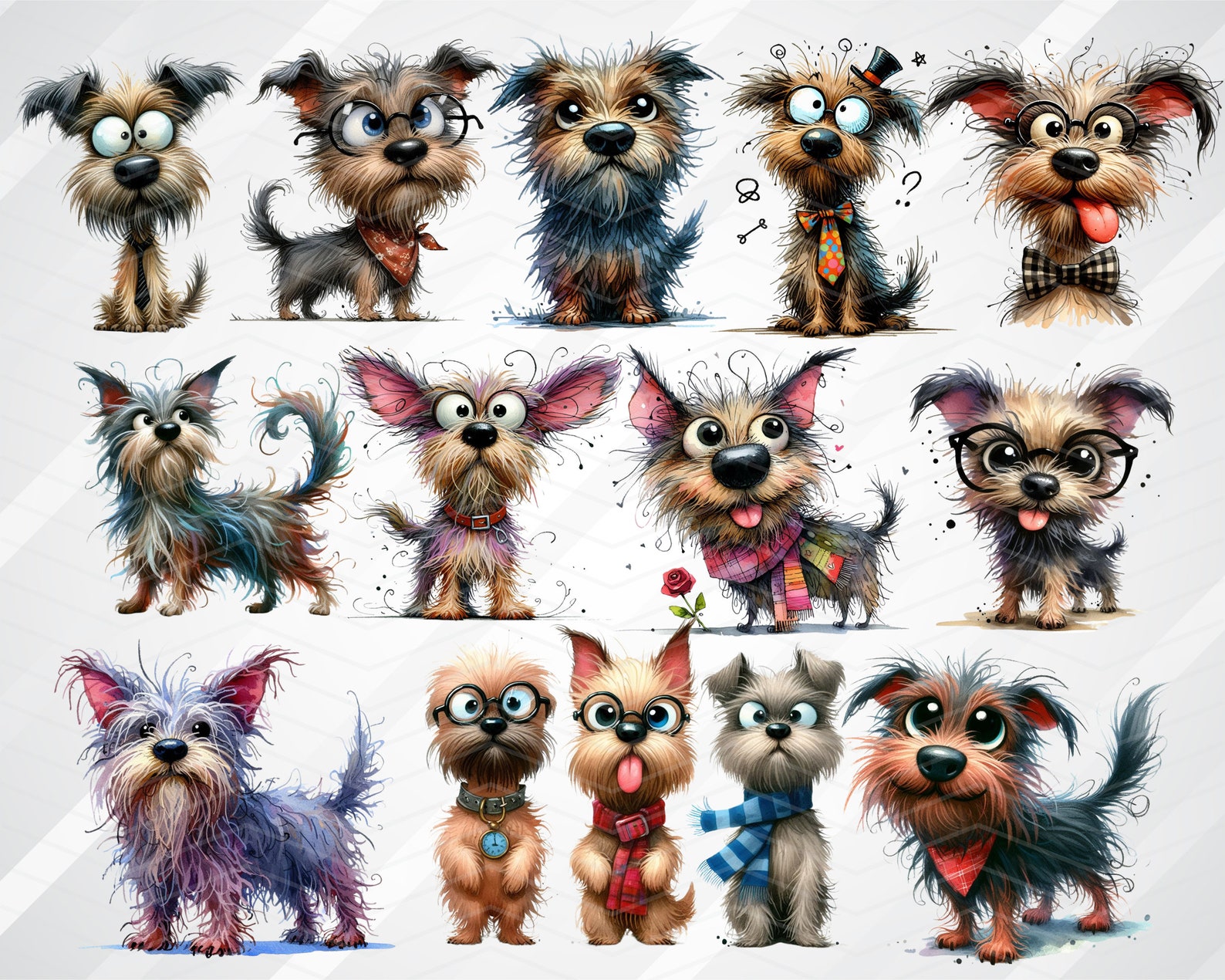 90 Dog Clipart Bundle, Funny Quirky Dog Clipart, Crazy Dog Png, Quirky ...