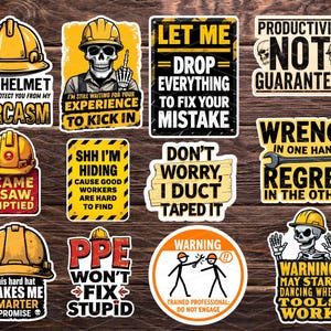 Funny Hard Hat Stickers Png, Sarcastic Hard Hat Stickers, Toolbox ...