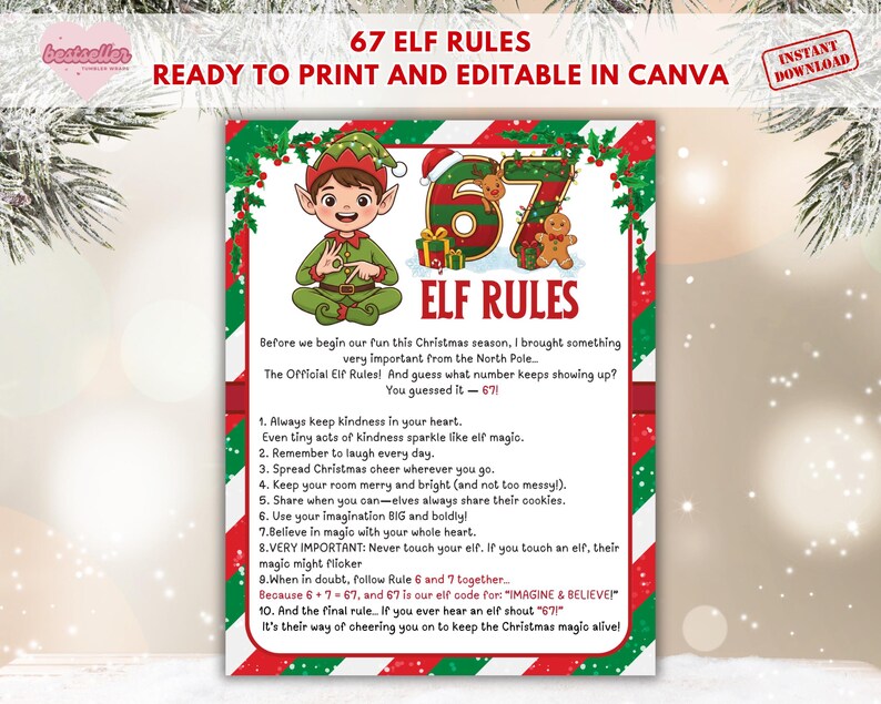 6 7 Elf Rules, Six Seven Elf Letter, 6-7 Elf Rules Letter, Elf Rules ...