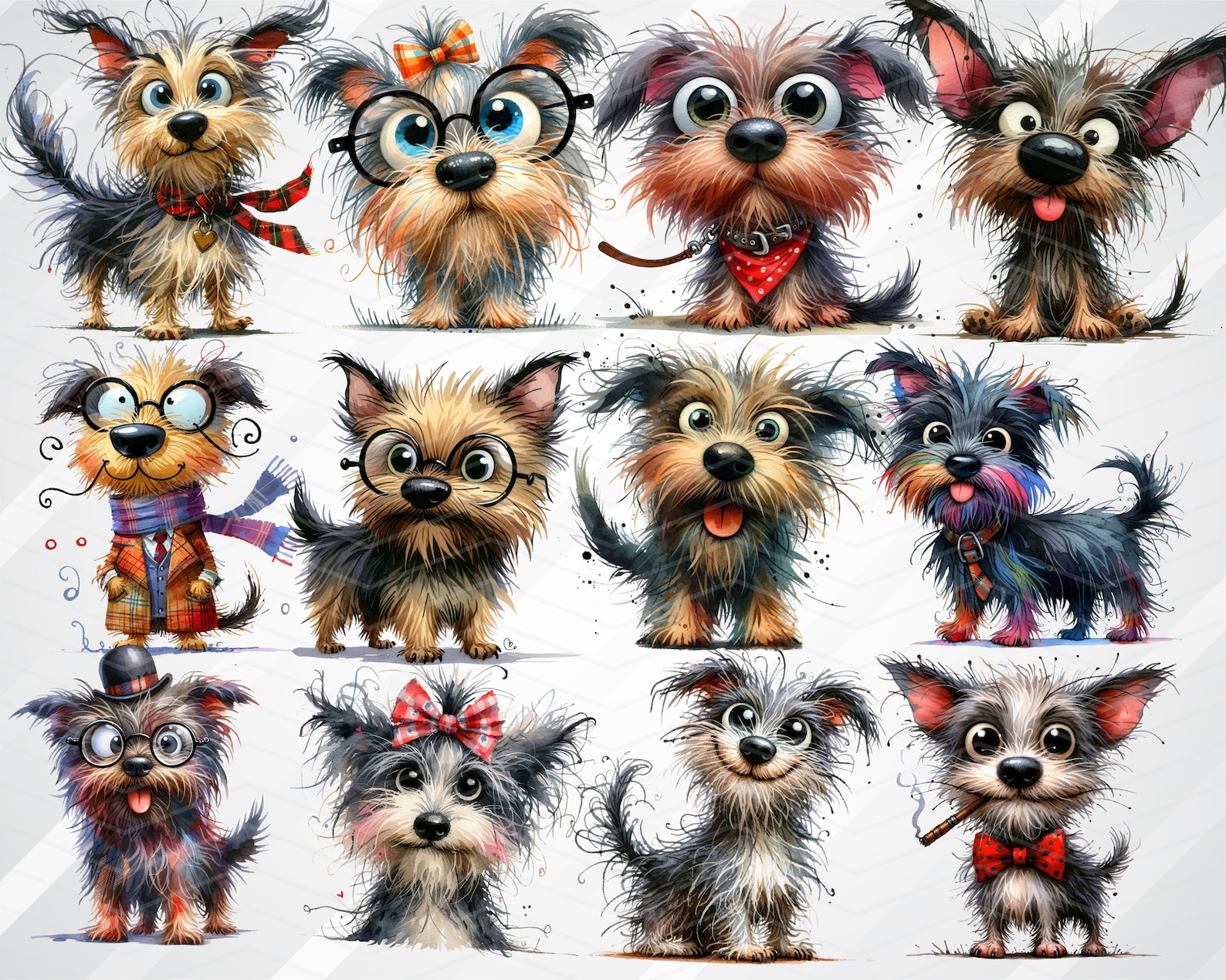 90 Dog Clipart Bundle, Funny Quirky Dog Clipart, Crazy Dog Png, Quirky ...