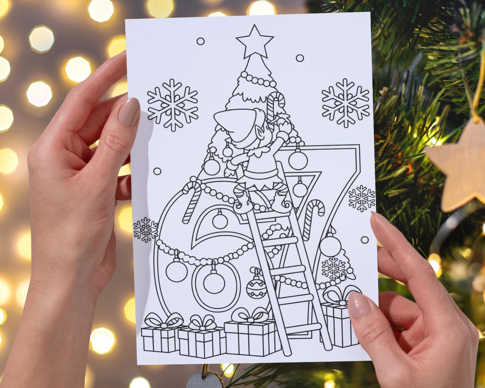 67 Elf Coloring Page, Six Seven 6 7 Elf Coloring Sheet, Holiday ...