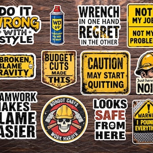 Funny Hard Hat Stickers Png, Sarcastic Hard Hat Stickers, Toolbox ...
